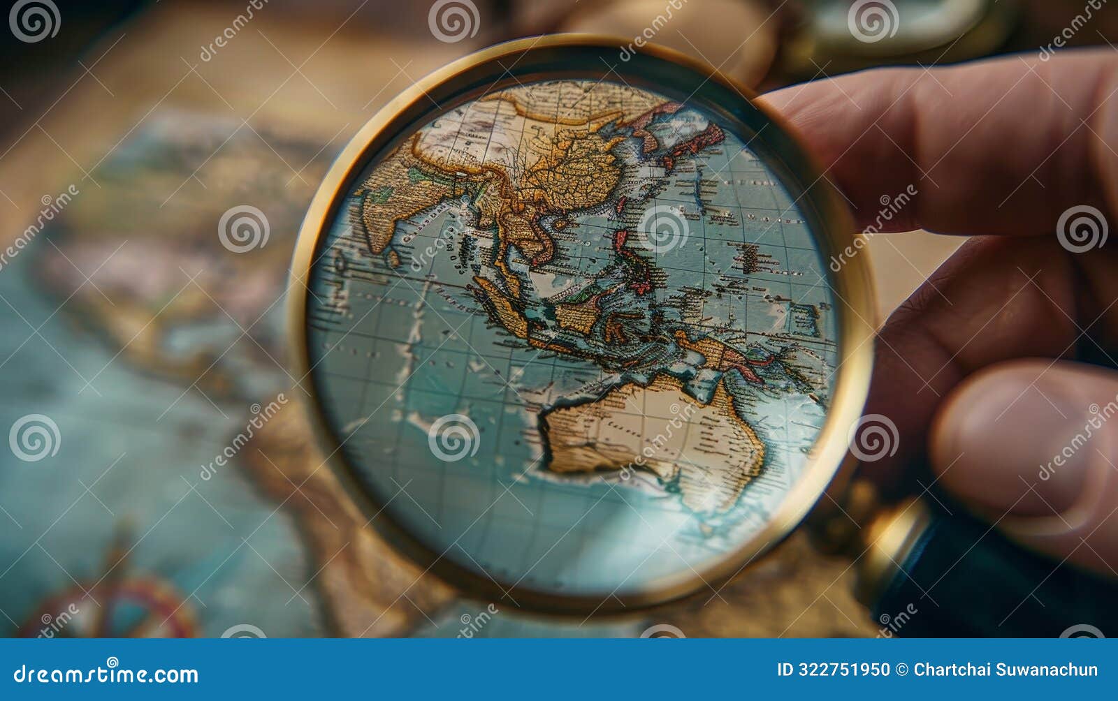 A Hand Holding a Magnifying Glass Over a Map of the World by AI ...