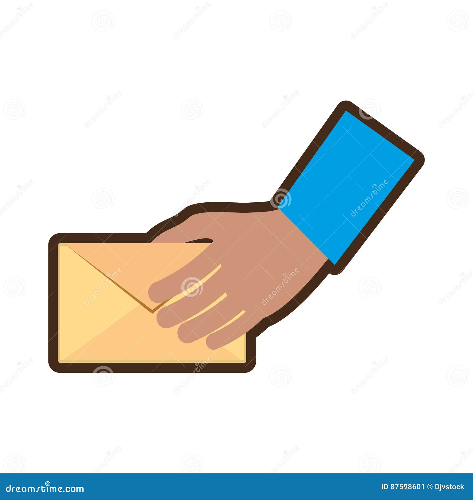 Hand Holding Mail Envelope Courier Stock Illustration - Illustration of ...