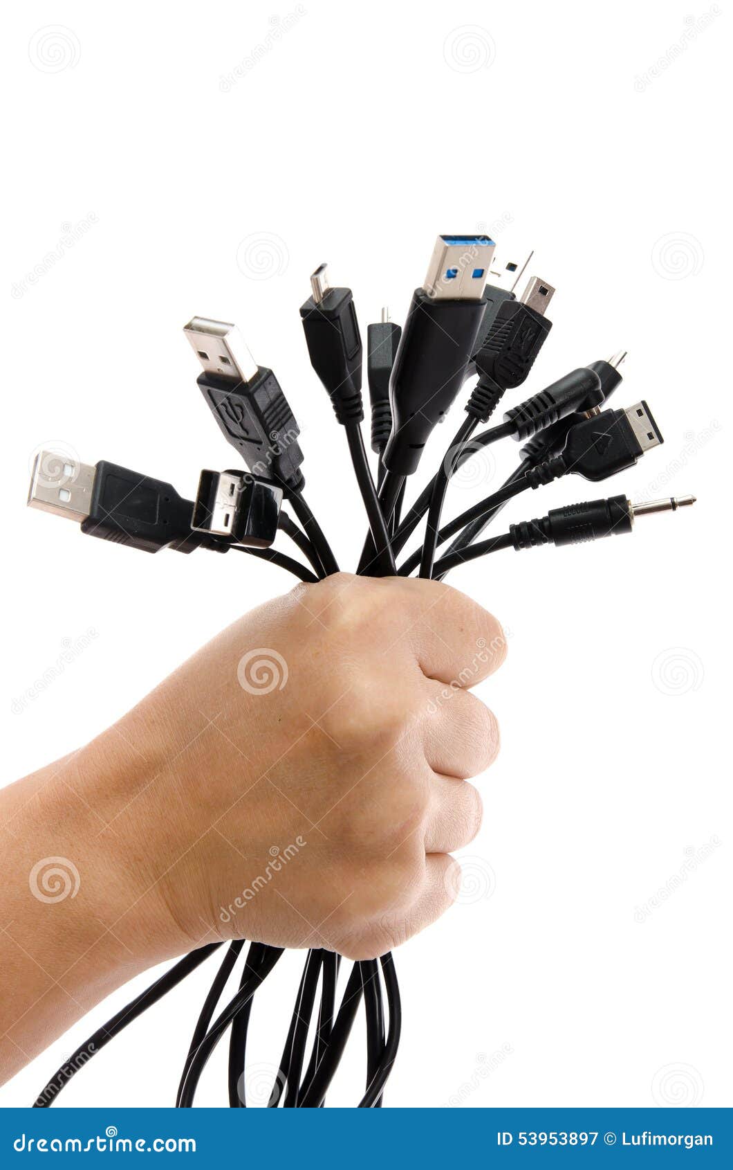 Hand Holding Many USB Cable Stock Image - Image of accessories ...