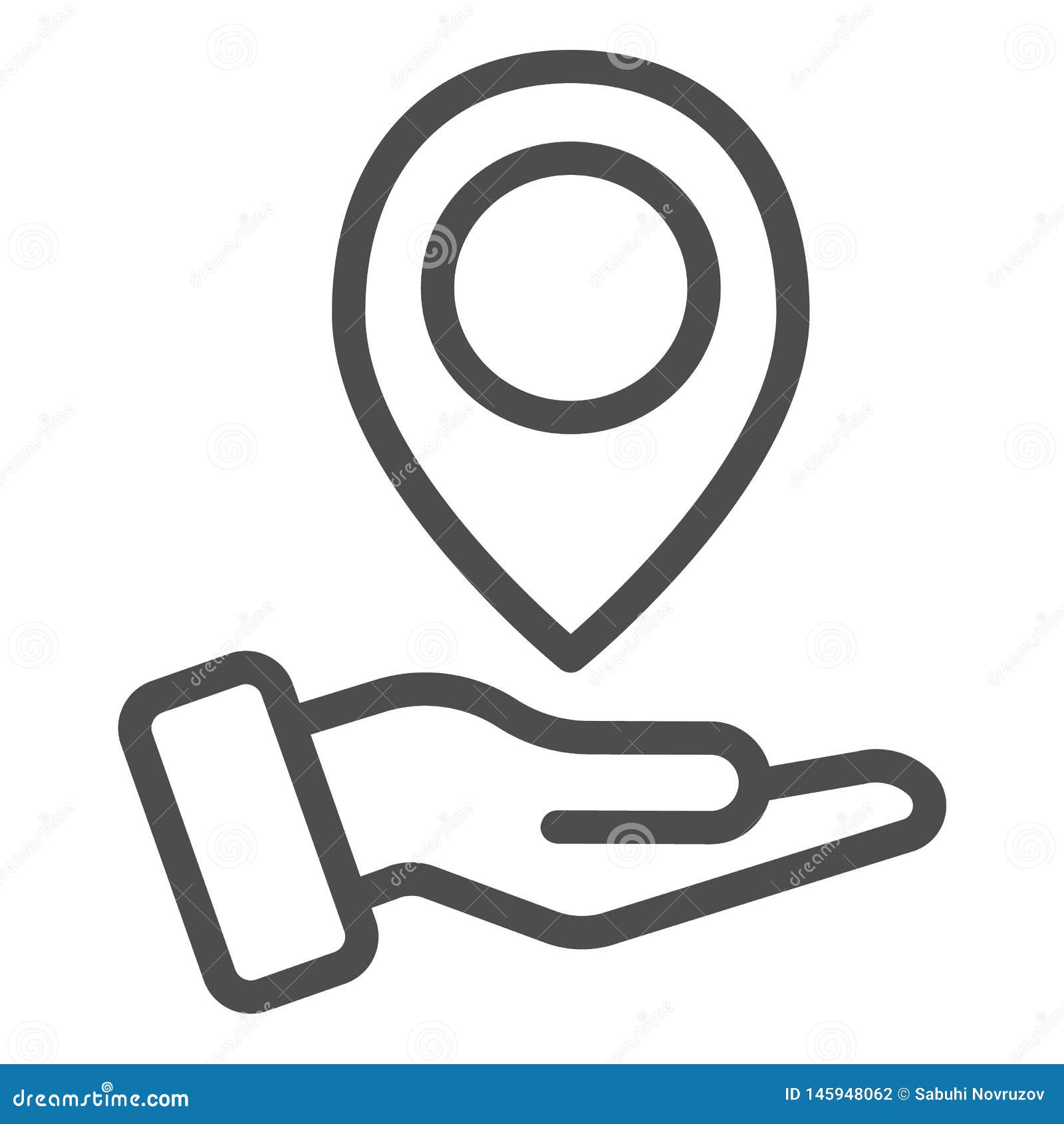 Hand Holding Map Pin Line Icon. Map Pointer in Arm Vector Illustration ...