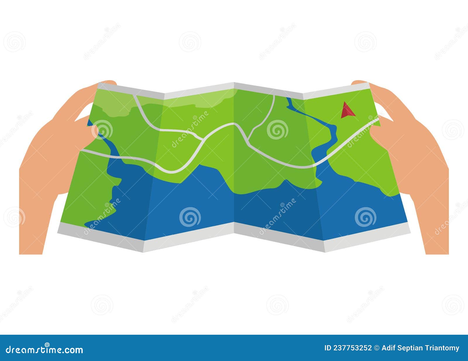 Hand Holding a Map Sheet. Simple Flat Illustration in Perspective View ...