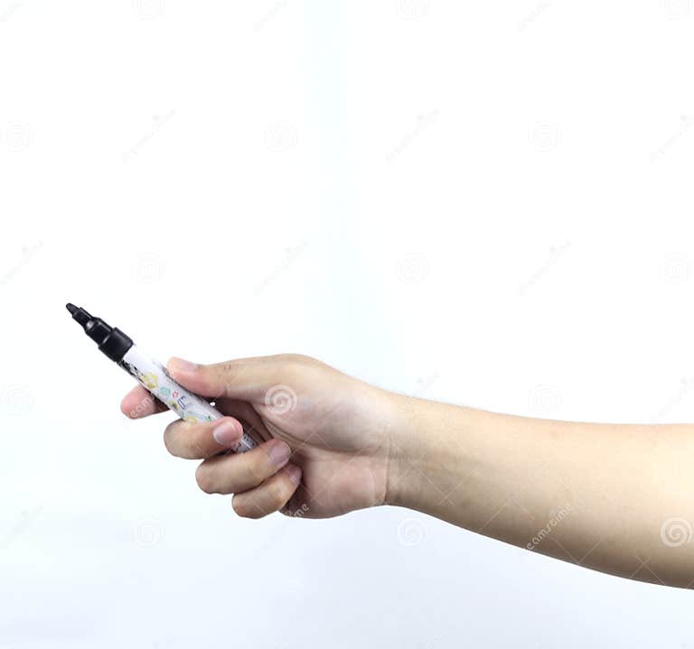 Hand Holding Marker Isolated on a White Background Stock Photo - Image ...