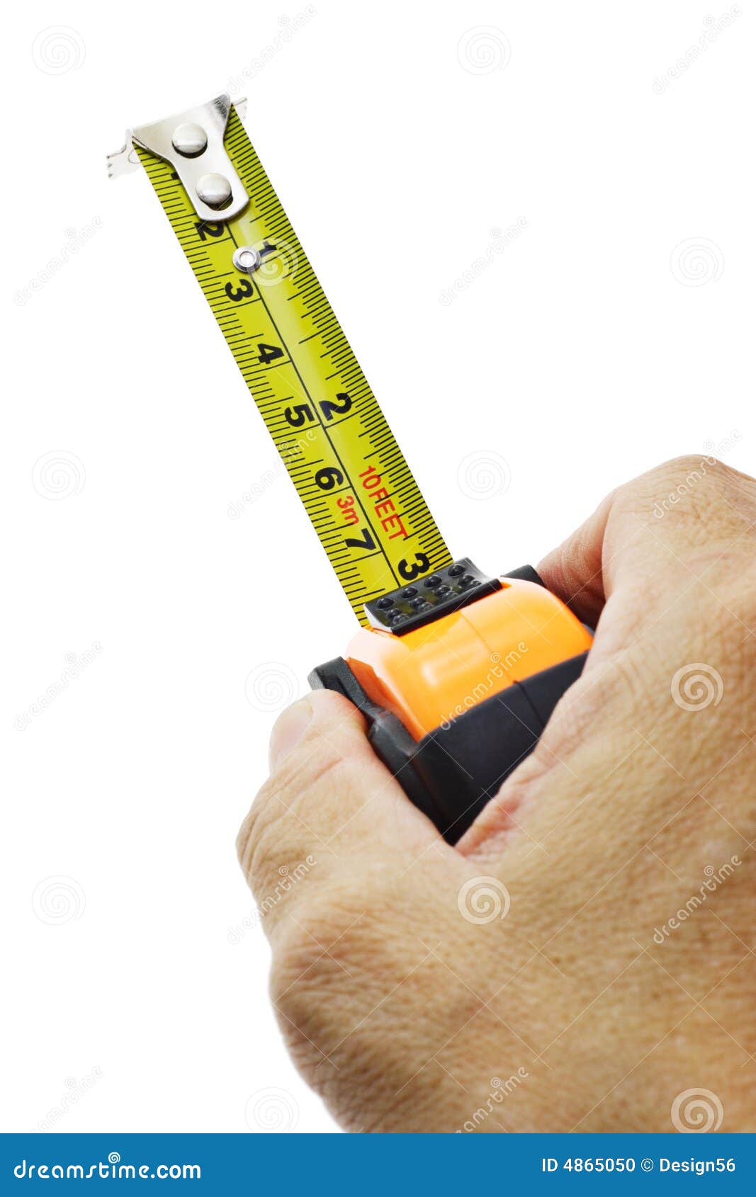 Hand Holding Measuring Tape Stock Photo - Image of steel, cutout: 4865050