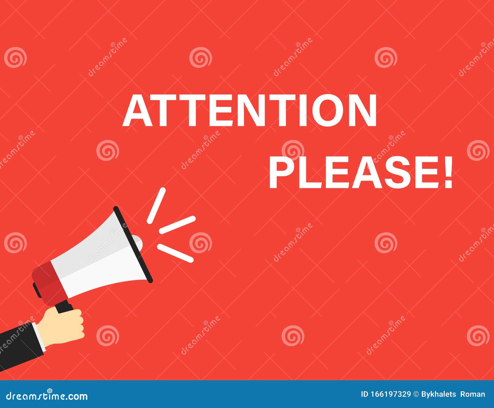 Hand Holding Megaphone with Attention Signal. Please Attention Stock ...