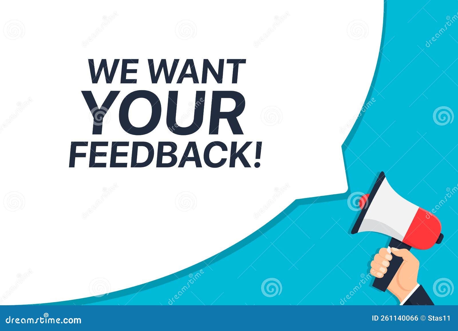 Hand Holding Megaphone with Feedback in Speech Bubble in a Flat Design ...