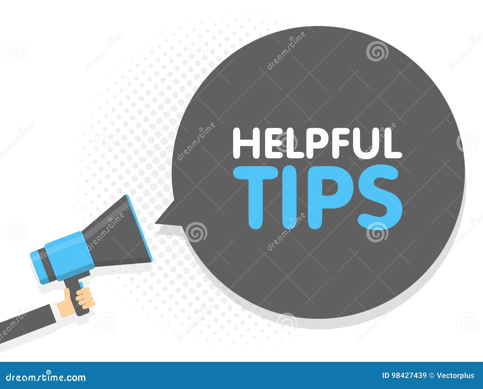 Hand Holding Megaphone. Speech Sign Text Helpful Tips Stock ...