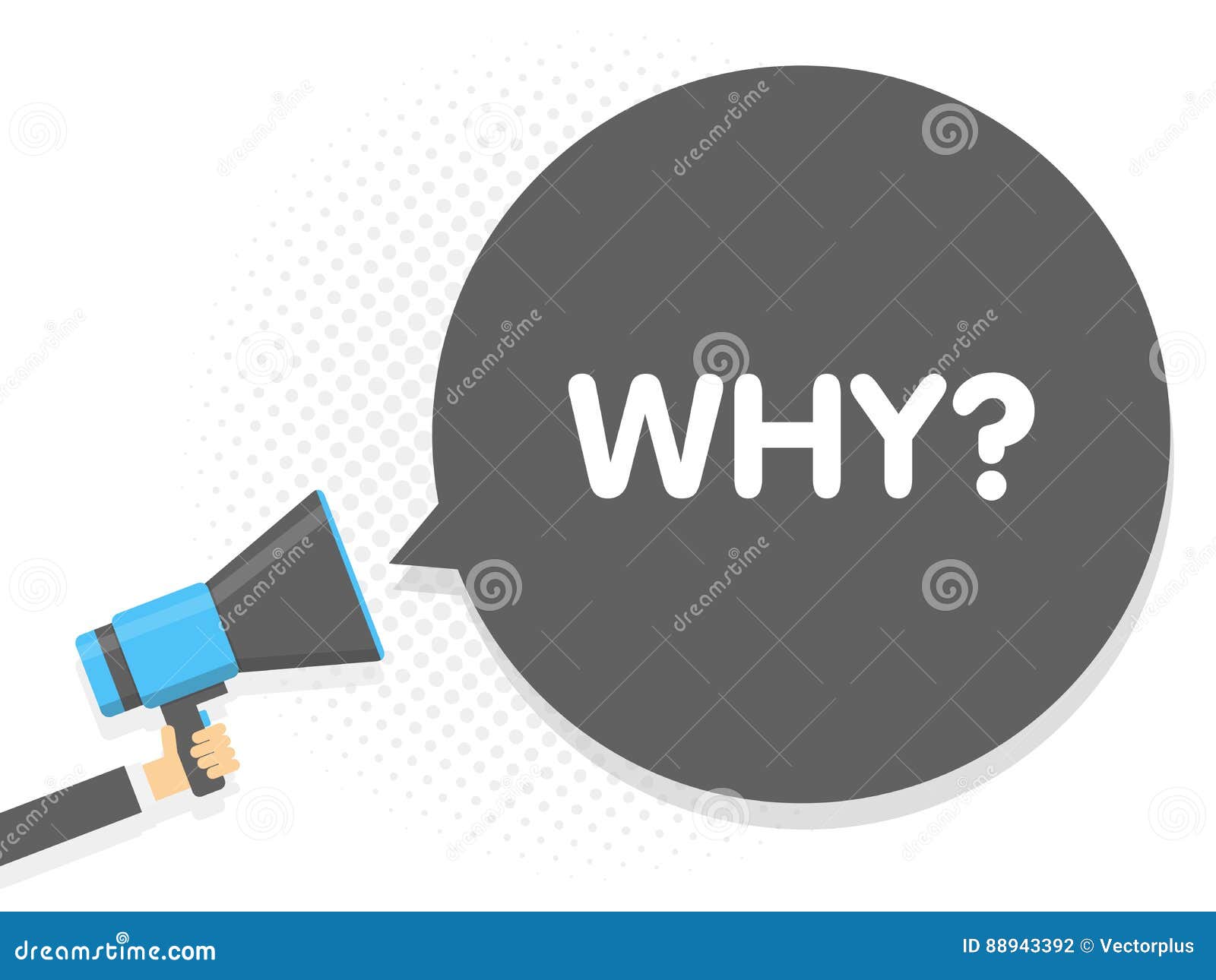 Hand Holding Megaphone. Speech Sign Text Why Stock Vector ...