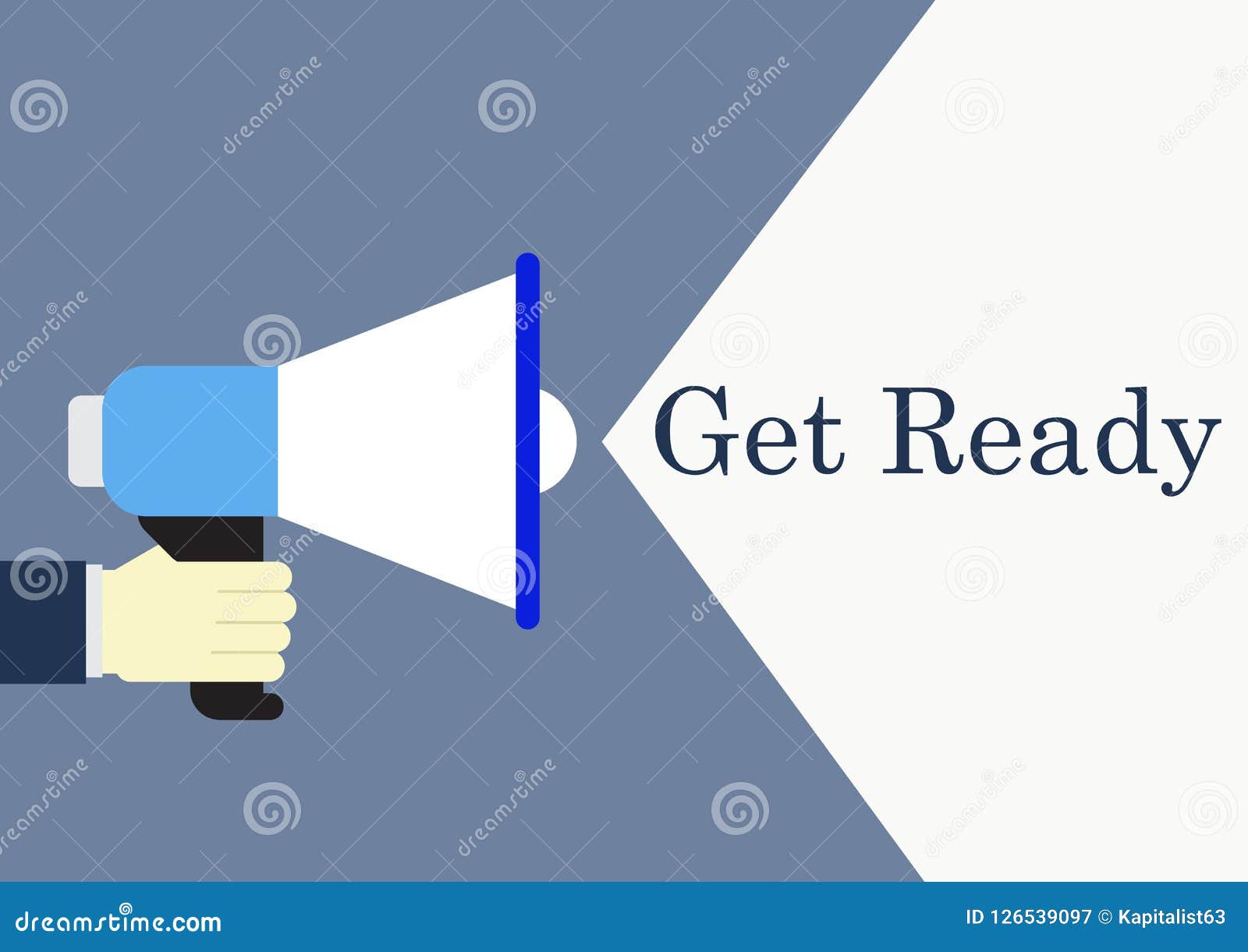 Hand Holding Megaphone with Text Get Ready Stock Vector - Illustration ...