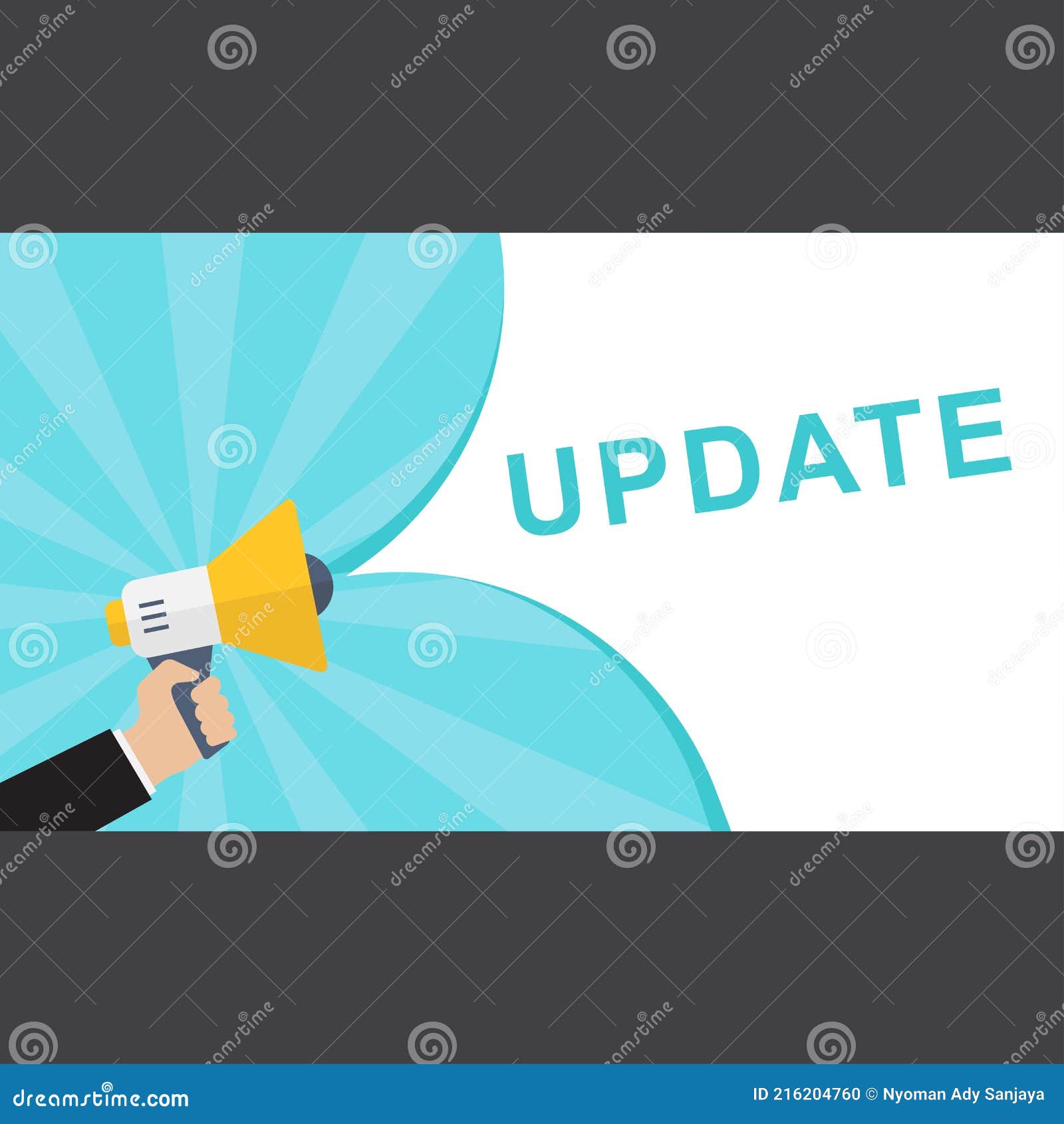Hand Holding Megaphone with UPDATE Announcement. Flat Update, New ...