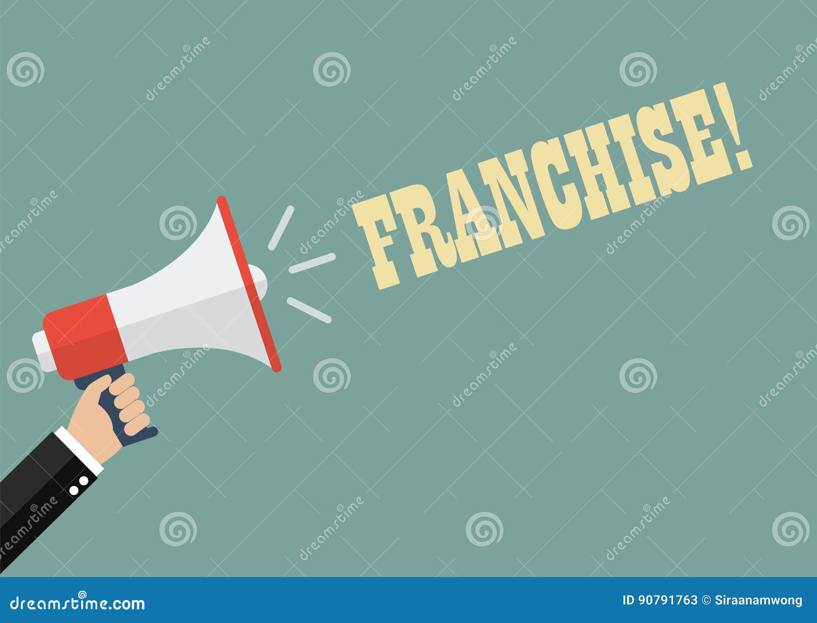 Hand Holding Megaphone with Word Franchise Stock Vector - Illustration ...