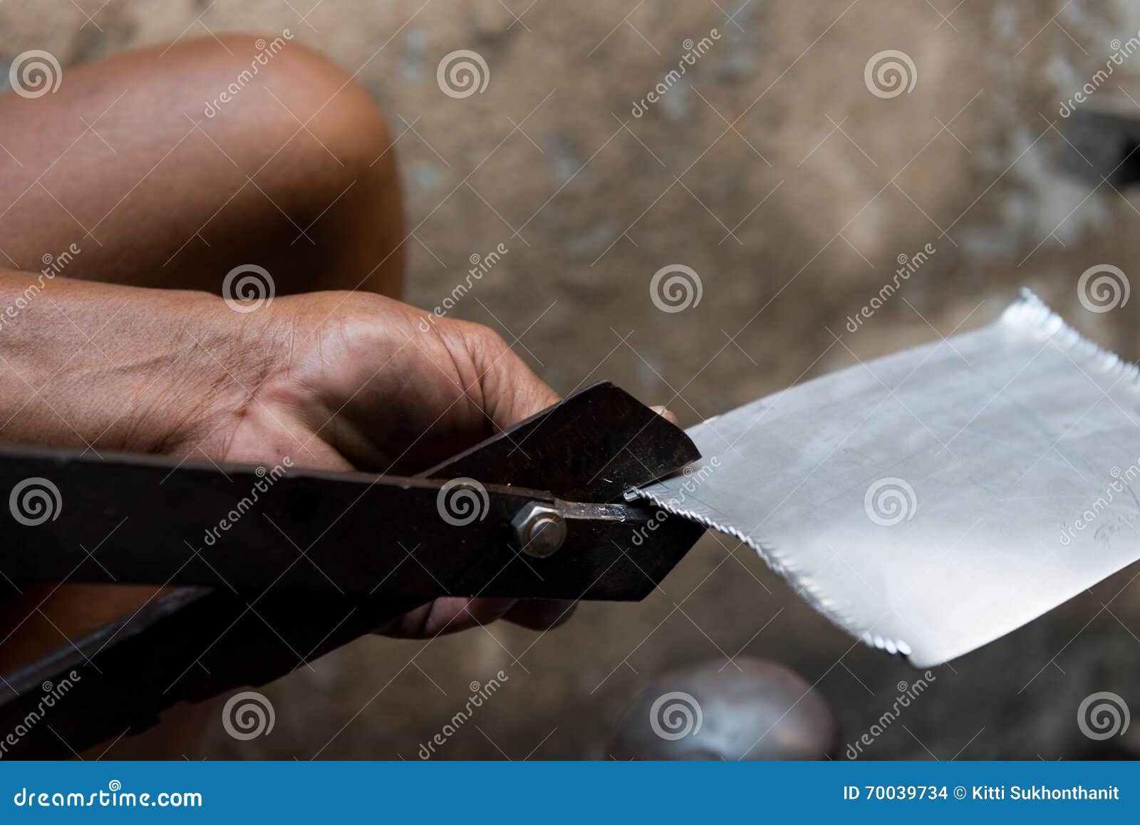 Hand Holding Metal Cutting Iron Sheet Stock Photo - Image of plastic ...