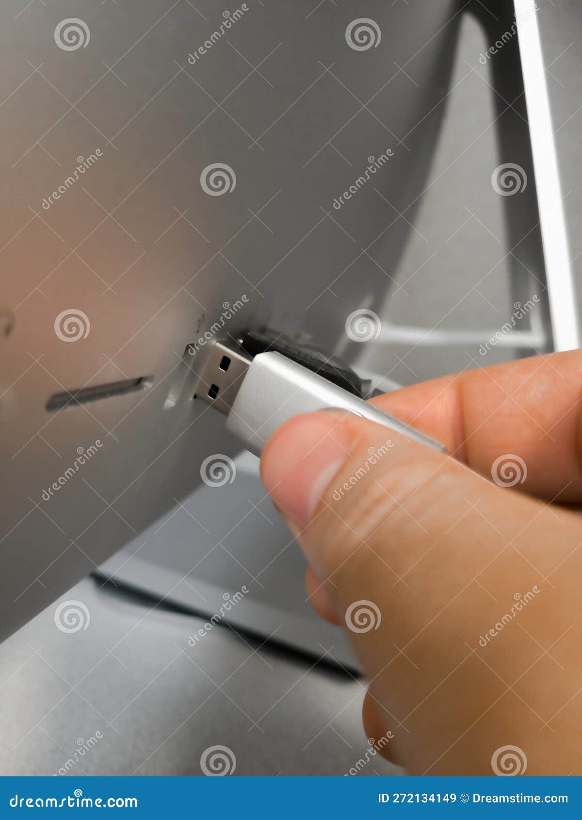 USB Flash Drive Inserting into a Computer Stock Image - Image of laptop ...