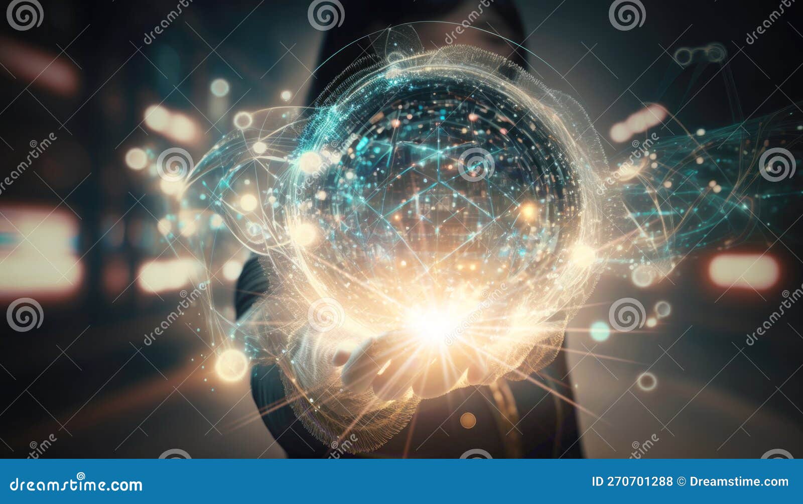 Hand Holding the Metaverse Visualized by Energetic Infograms of ...