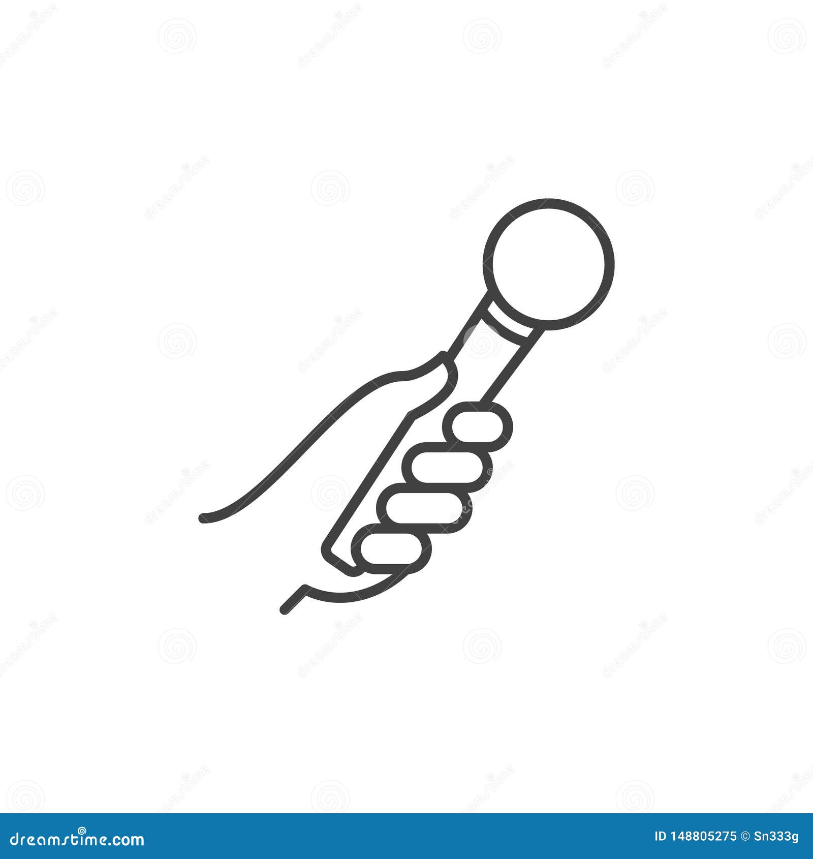 Hand Holding Mic Vector Icon or Logo in Thin Line Style Stock Vector ...