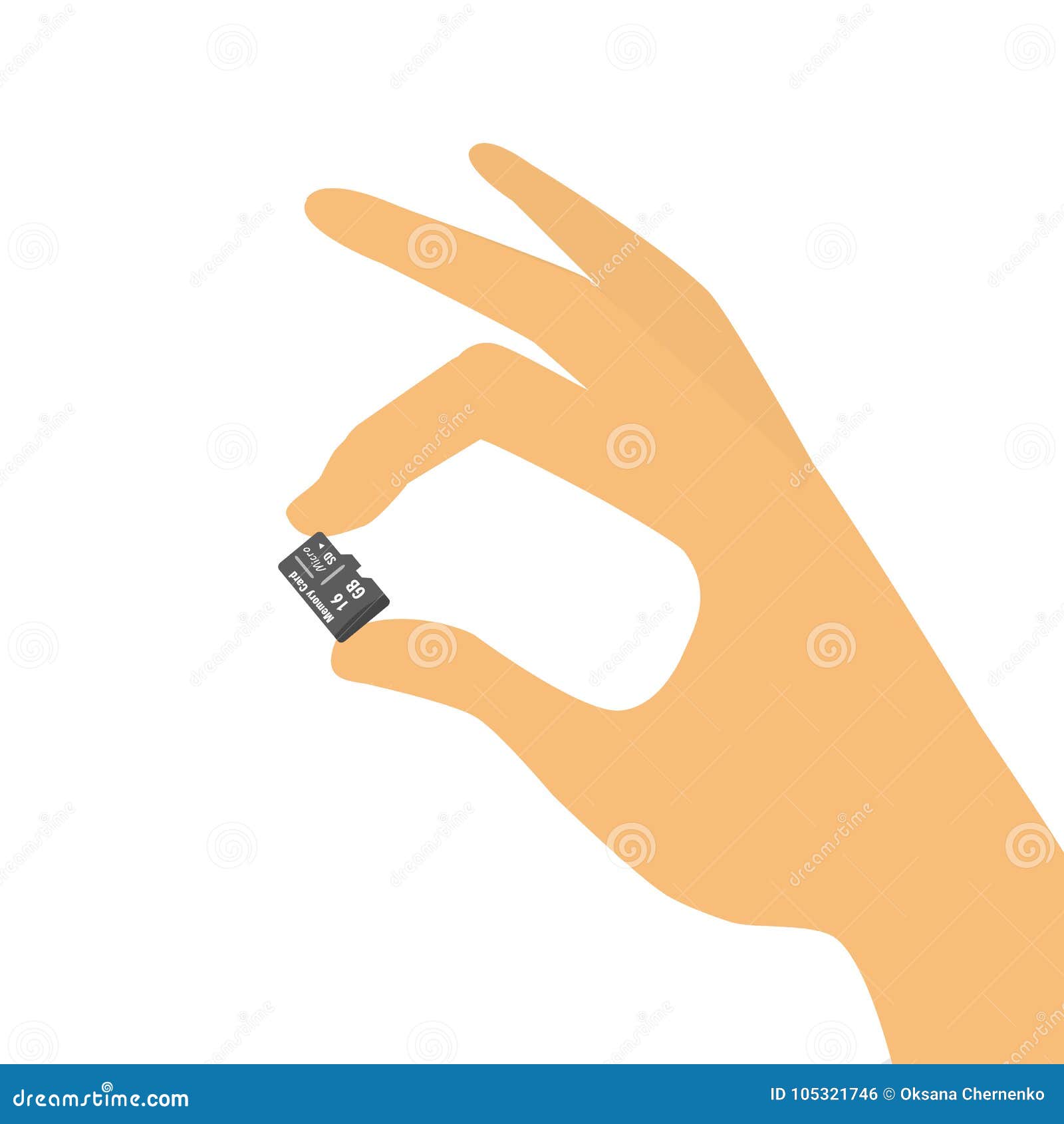 Hand holding micro sd card stock vector. Illustration of label - 105321746