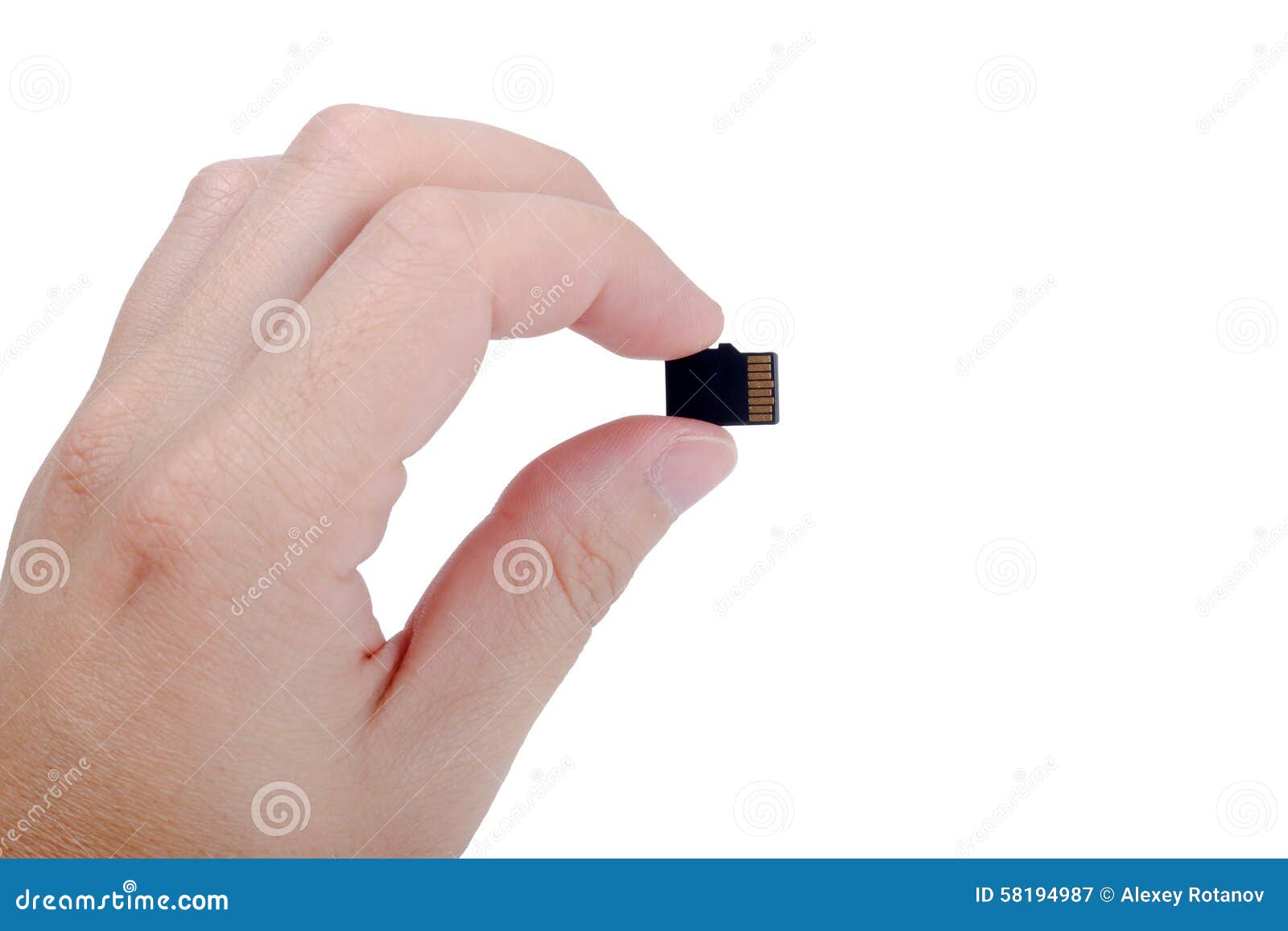 Hand Holding Micro SD Card on White Stock Image - Image of blue, media ...