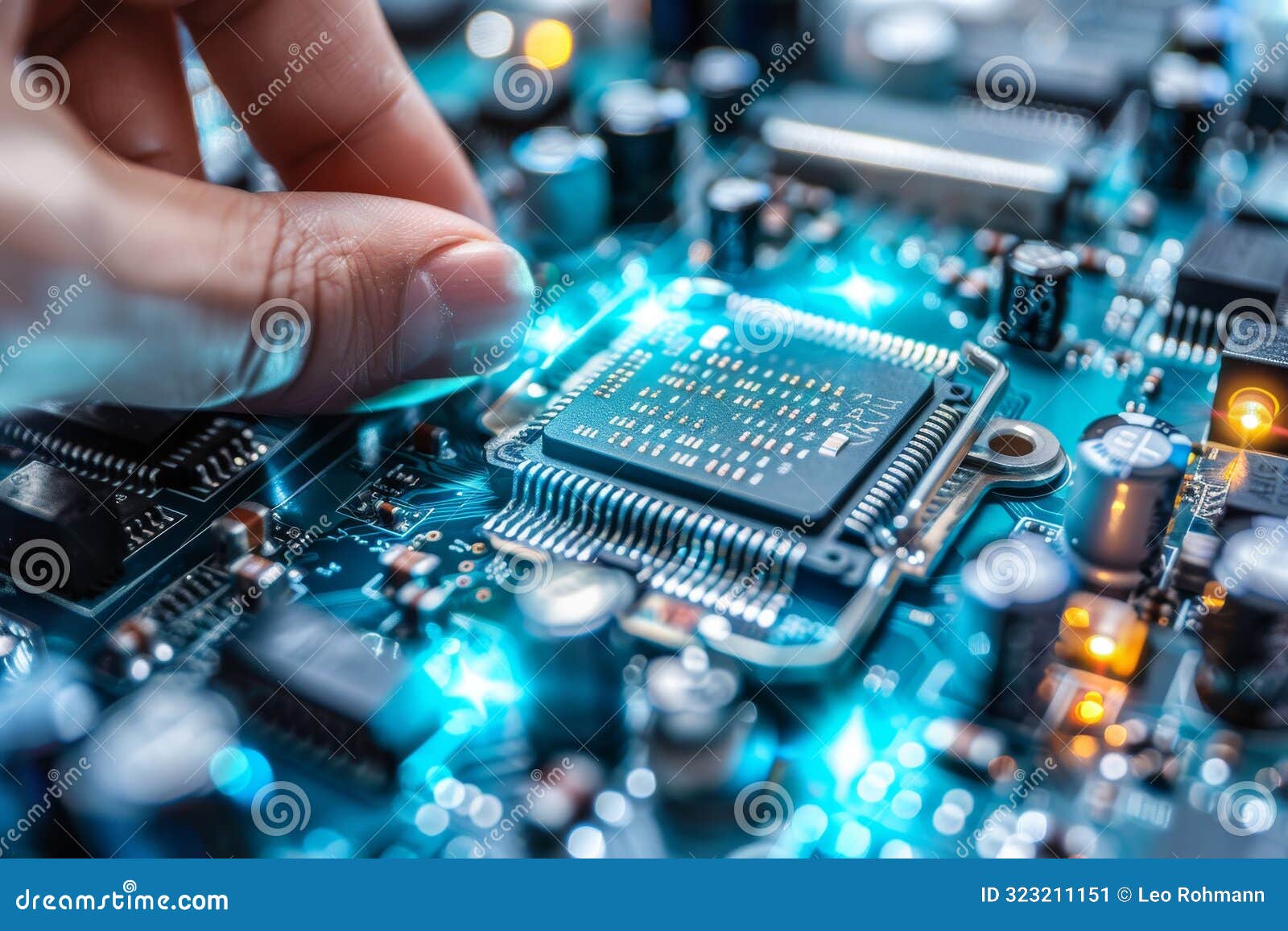 Hand Holding a Microchip with AI Circuitry, Symbolizing the Integration ...