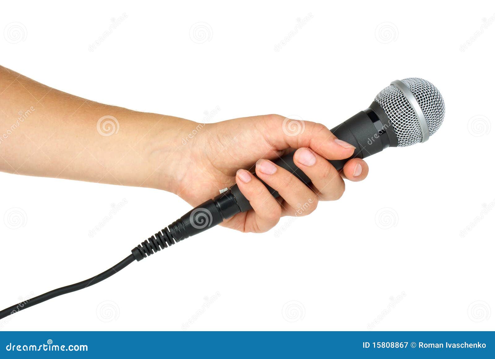 Hand holding microphone stock image. Image of cord, device - 15808867