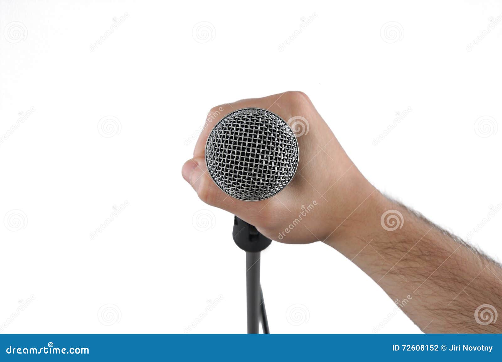 Hand holding microphone stock photo. Image of speaker - 72608152