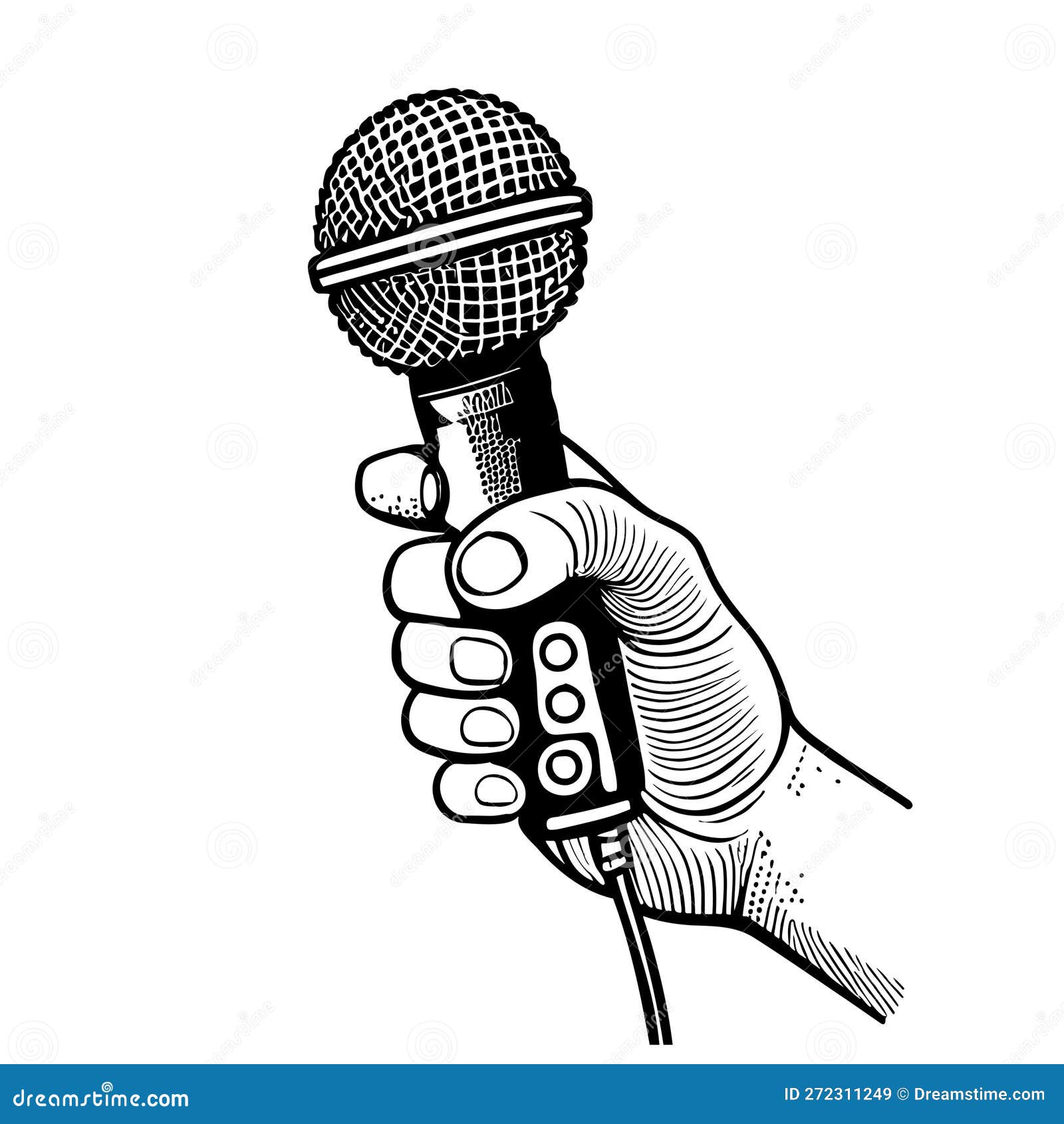 Hand Holding Microphone Hand Drawn Sketch in Doodle Style Vector ...