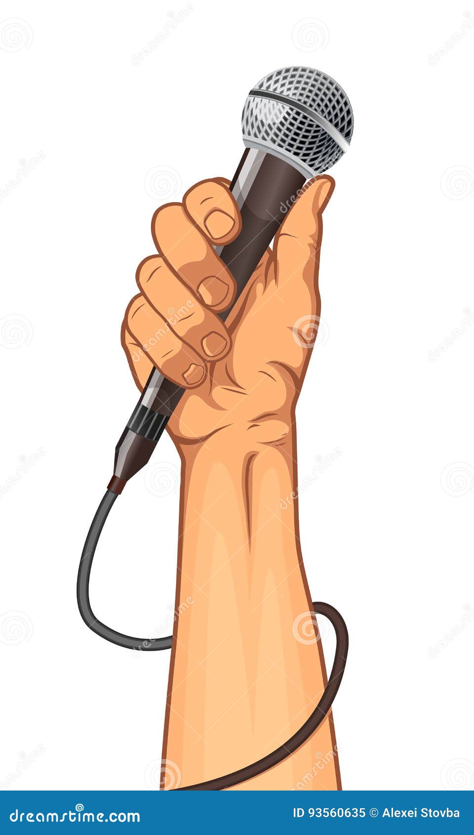 Hand Holding a Microphone in a Fist. Cartoon Vector Illustration Stock ...