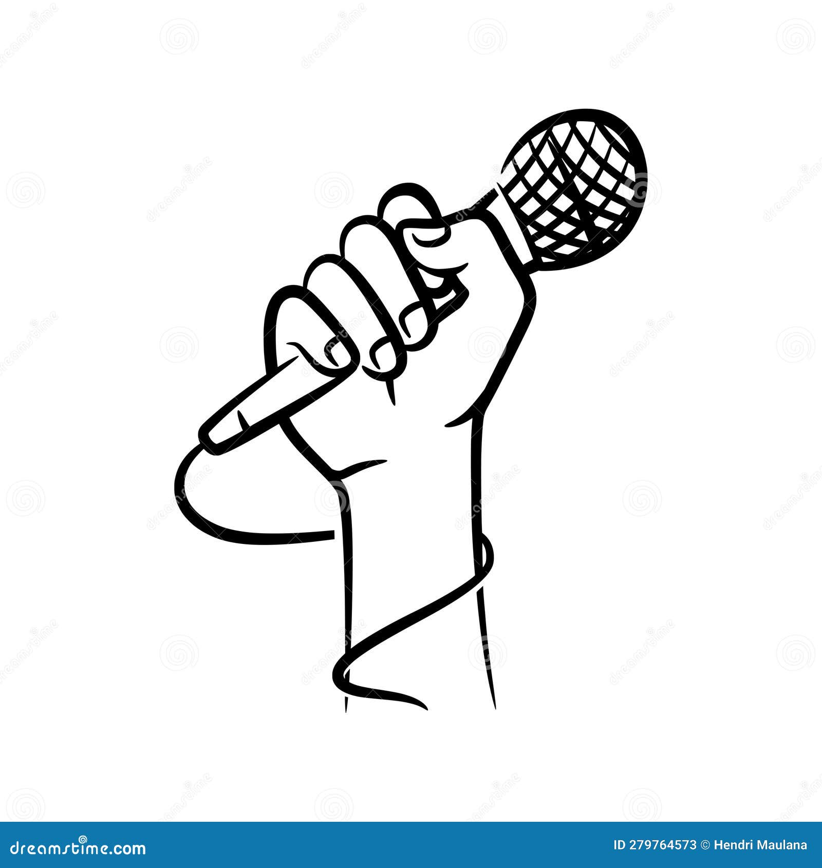 Hand Holding Microphone Hand Drawn Line Art Illustration Stock ...