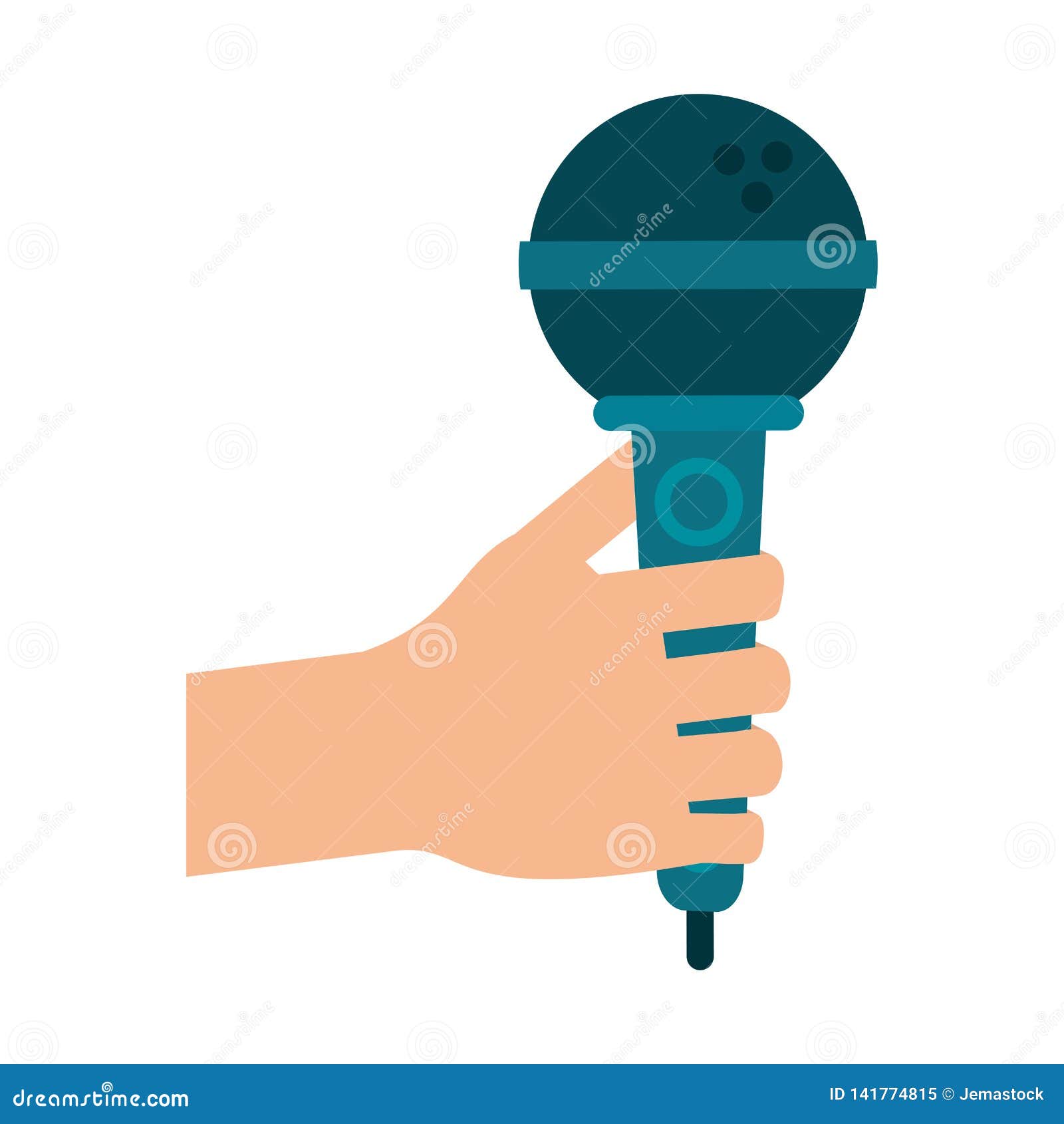 Hand holding microphone stock vector. Illustration of music - 141774815