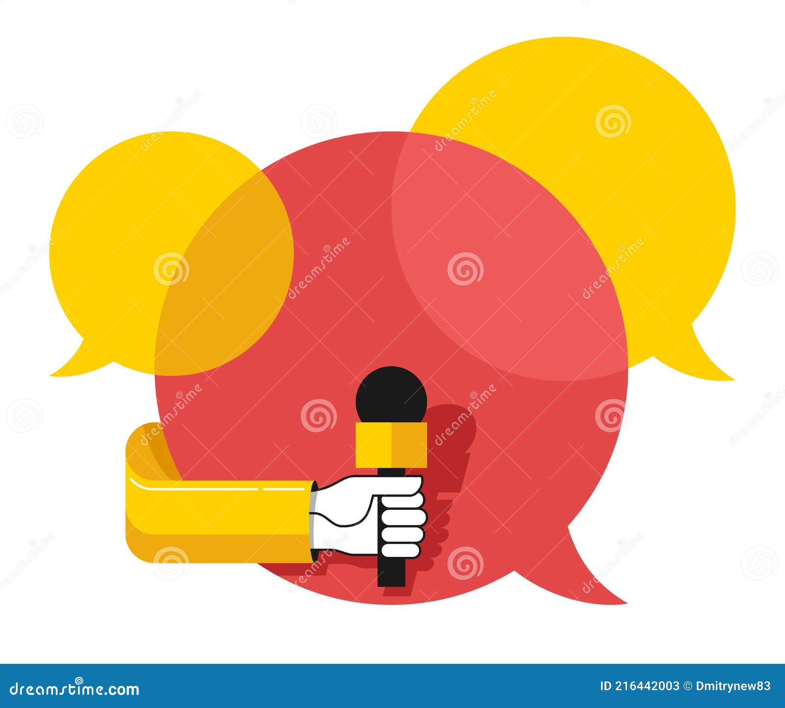 Hand Holding Microphone, Media Interview, Bubble Stock Vector ...