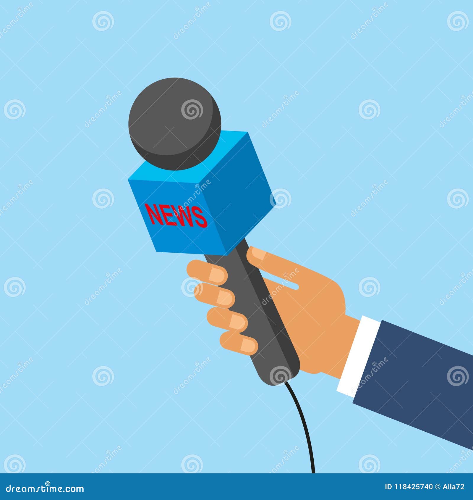 Hand Holding a Microphone, Press Conference, Vector Illustration. Hand ...