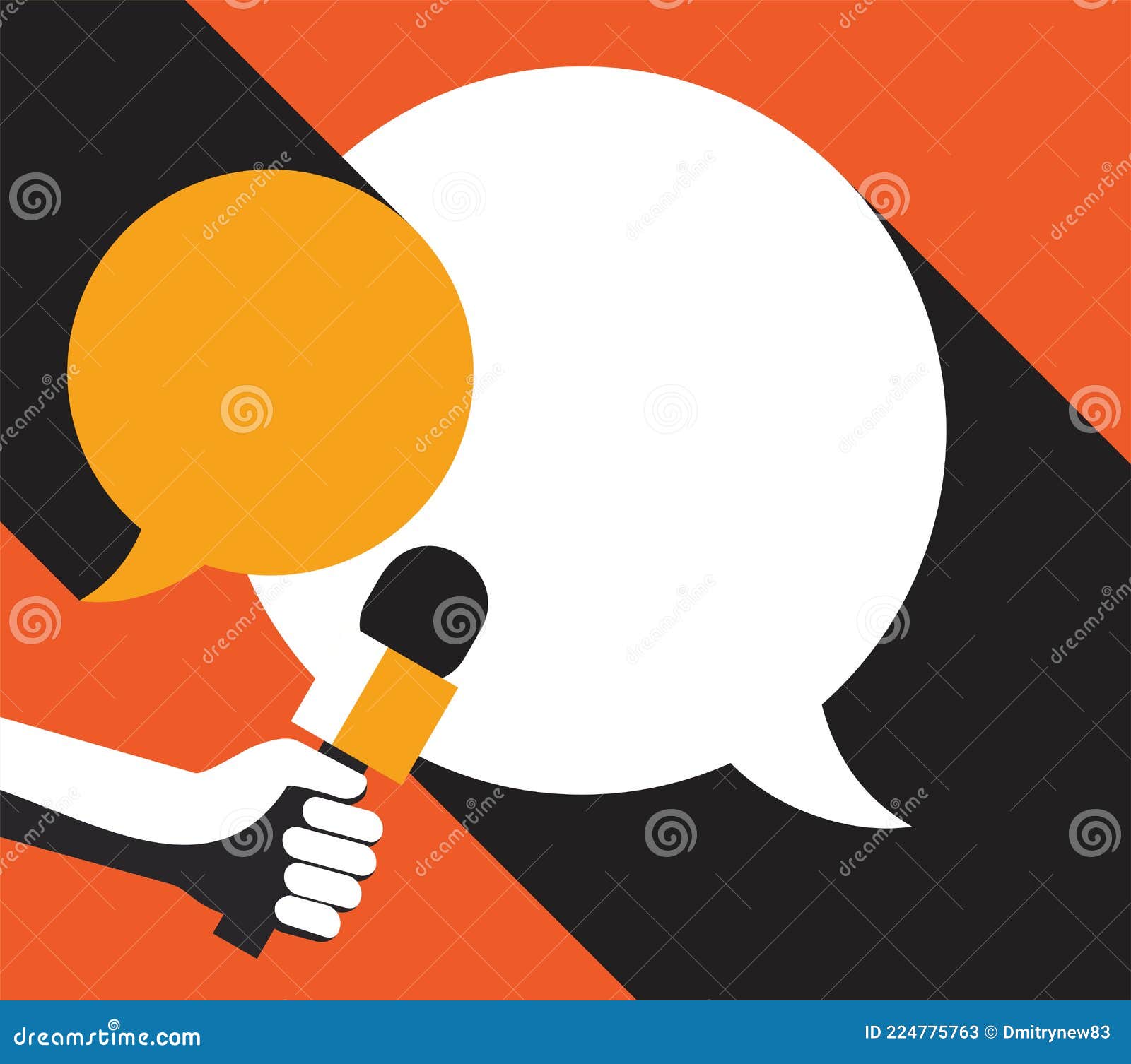 Hand Holding Microphone with Slong Shadows Stock Vector - Illustration ...