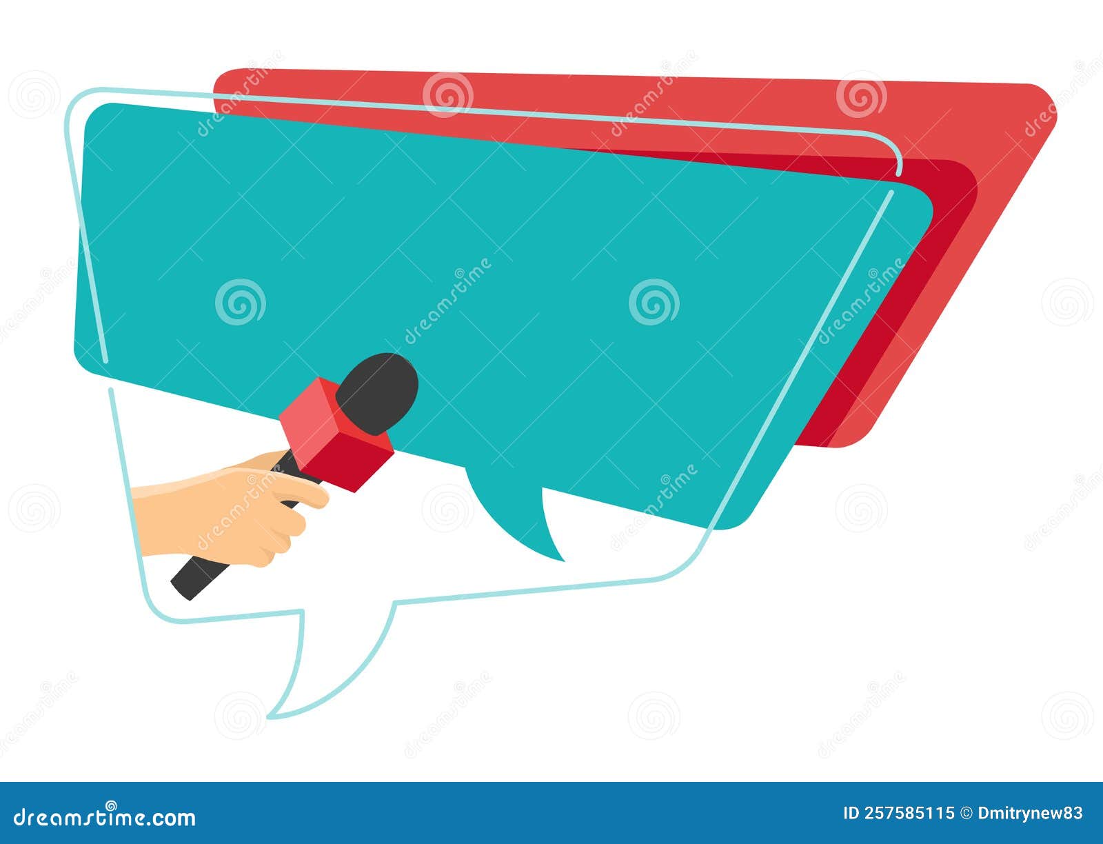 Hand Holding Microphone with Speech Bubble Frame Stock Vector ...