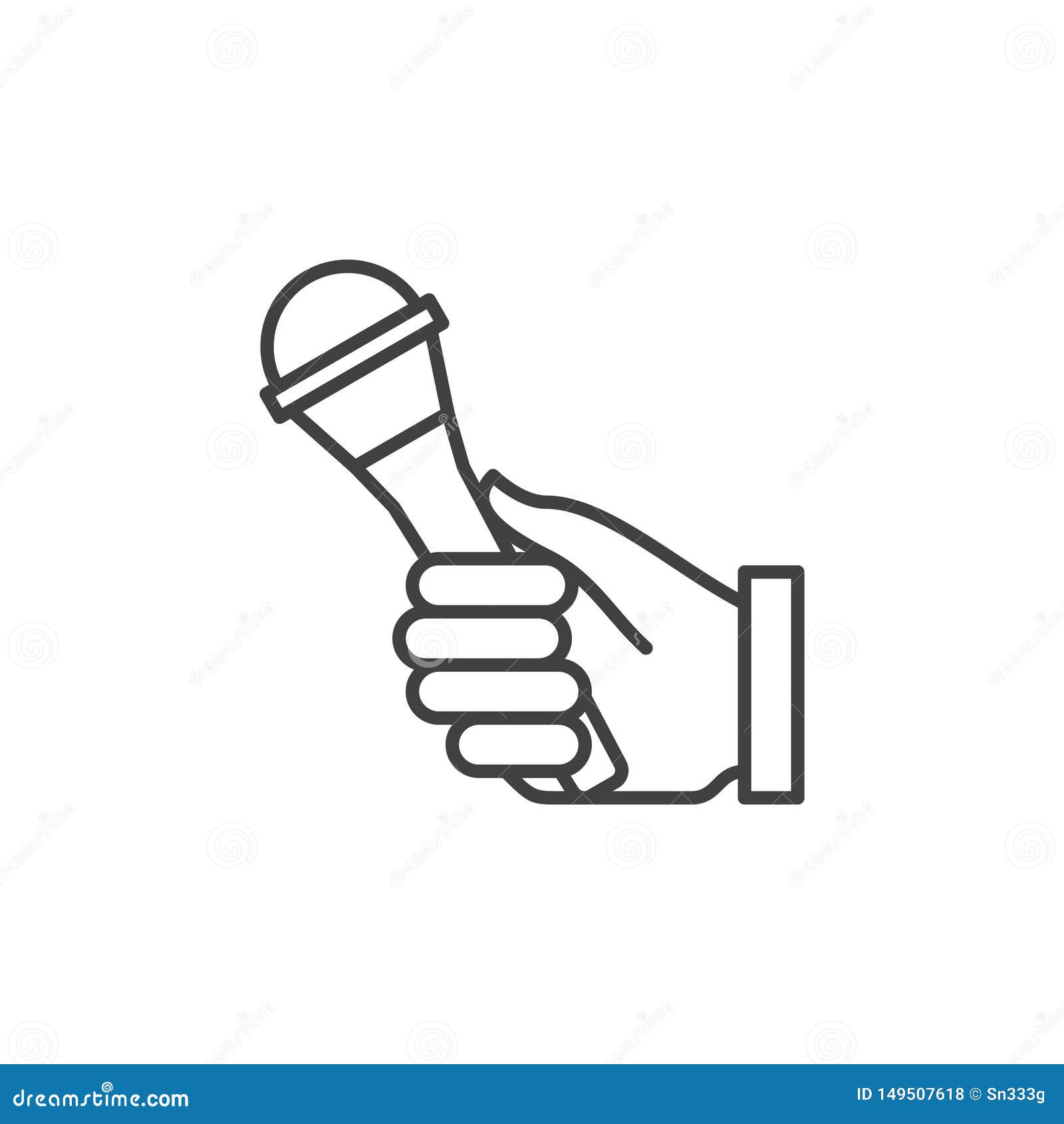 Hand Holding Microphone Vector Icon in Outline Style Stock Vector ...