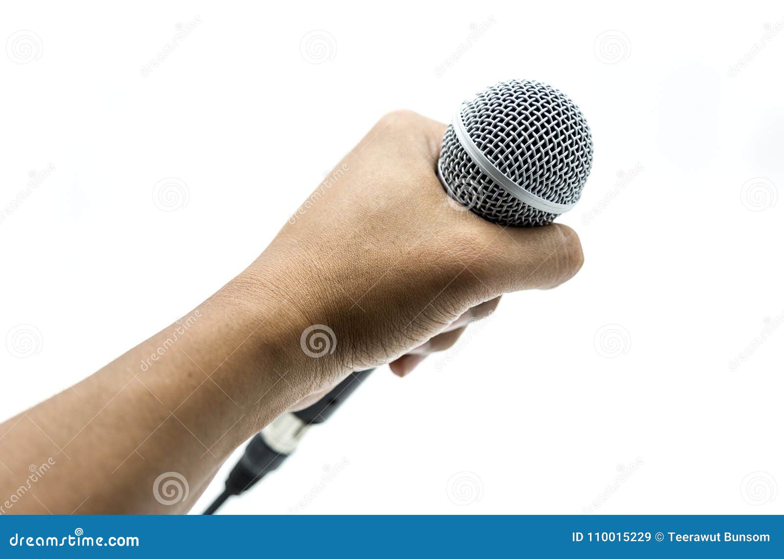 Hand is holding microphone stock image. Image of press - 110015229