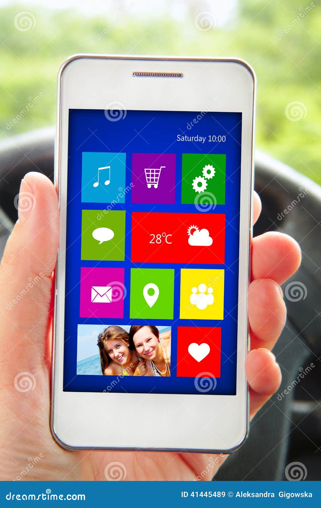 Hand Holding Mobile Phone with Applications Stock Image - Image of ...