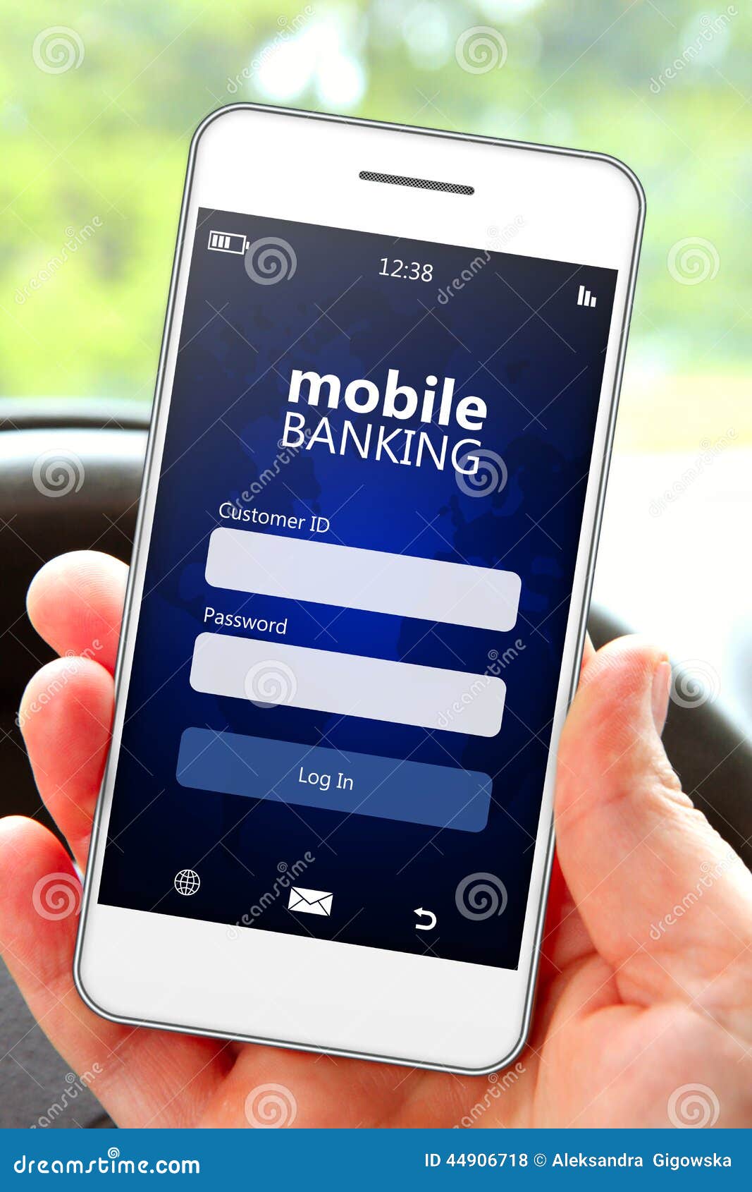 Hand Holding Mobile Phone with Banking Log in Page Stock Photo - Image ...