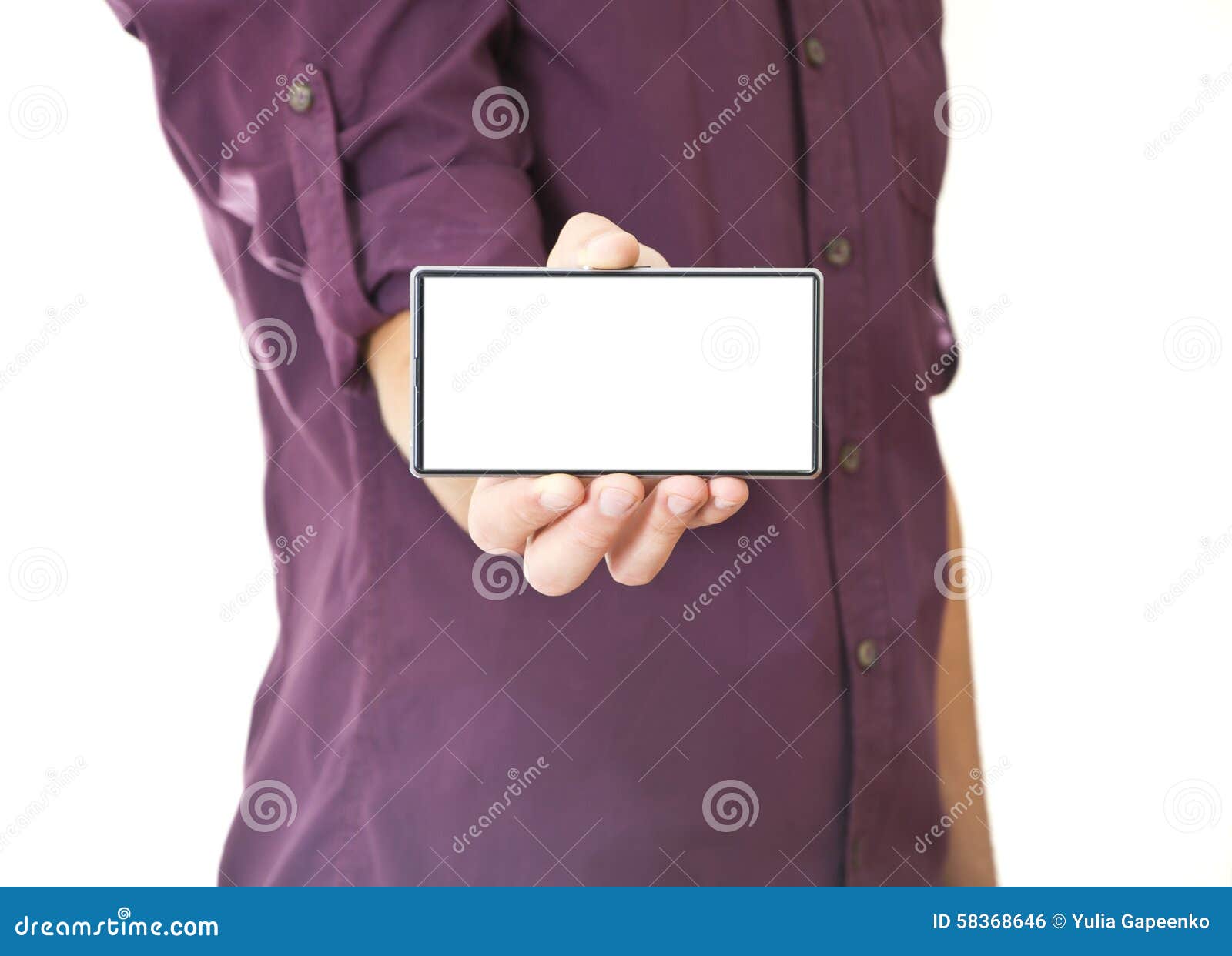 Hand Holding Mobile Phone with Blank Screen Stock Photo - Image of ...