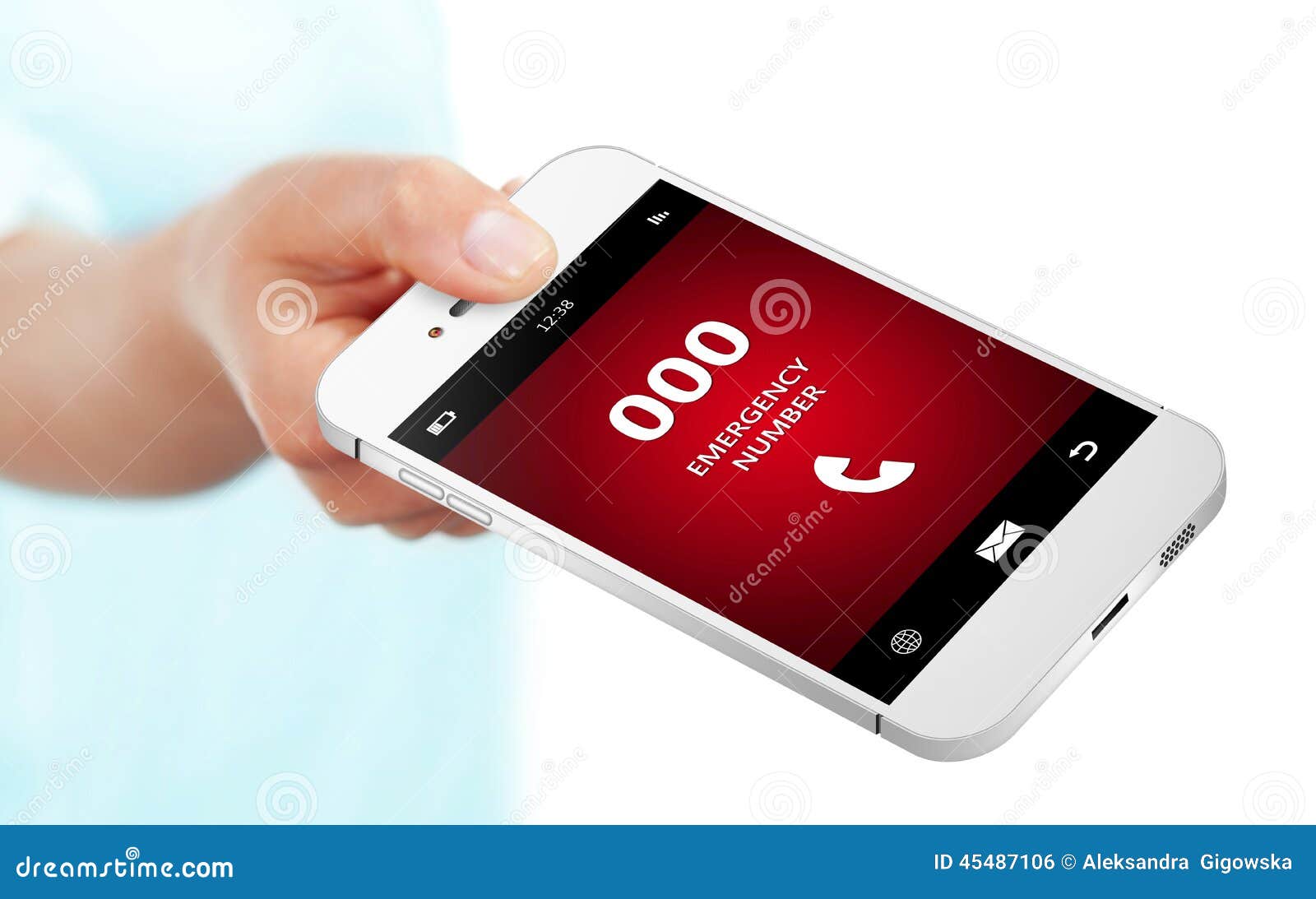 Hand Holding Mobile Phone with Emergency Number 000 Stock Photo - Image ...