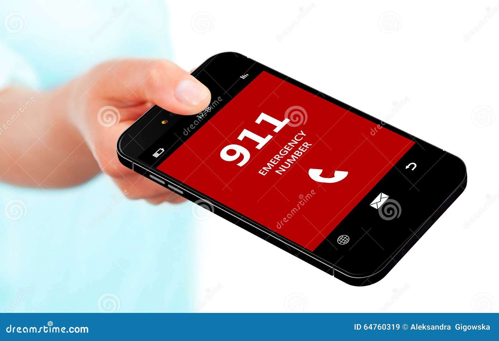 Hand Holding Mobile Phone with Emergency Number 911 Stock Image - Image ...