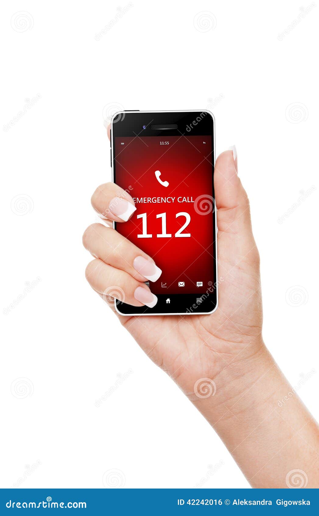 Hand Holding Mobile Phone with Emergency Number 112 Stock Photo - Image ...