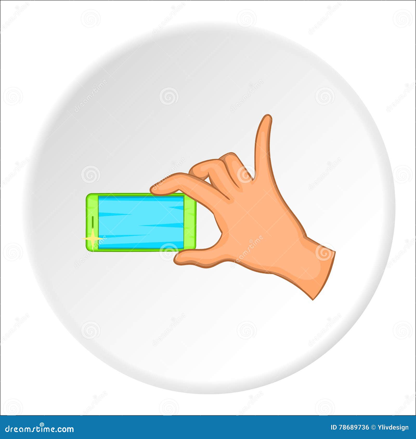 Hand Holding Mobile Phone Icon, Cartoon Style Vector Illustration ...