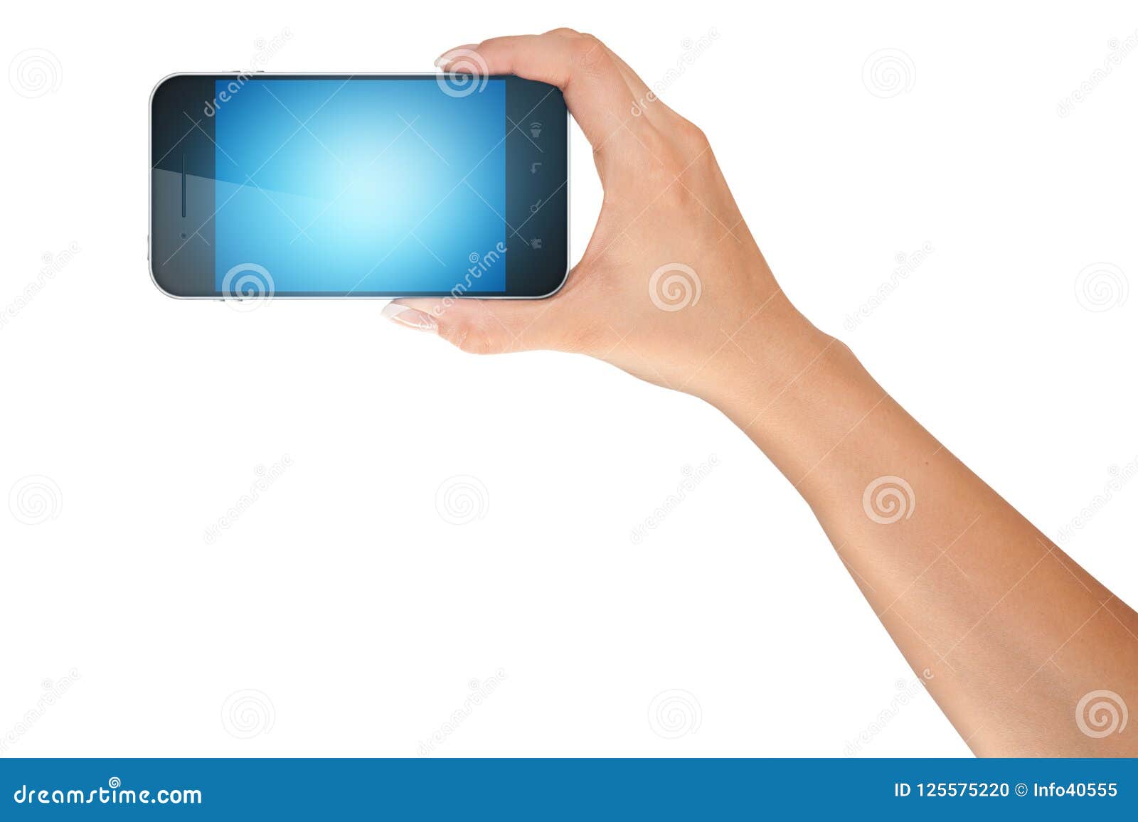 Hand holding mobile phone stock photo. Image of show - 125575220
