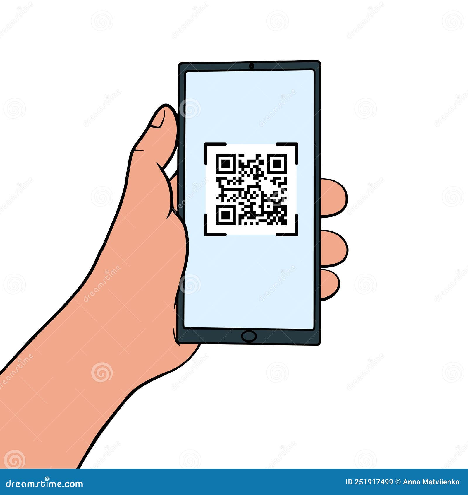 Hand Holding a Mobile Phone with QR Code on the Screen. QR Code ...