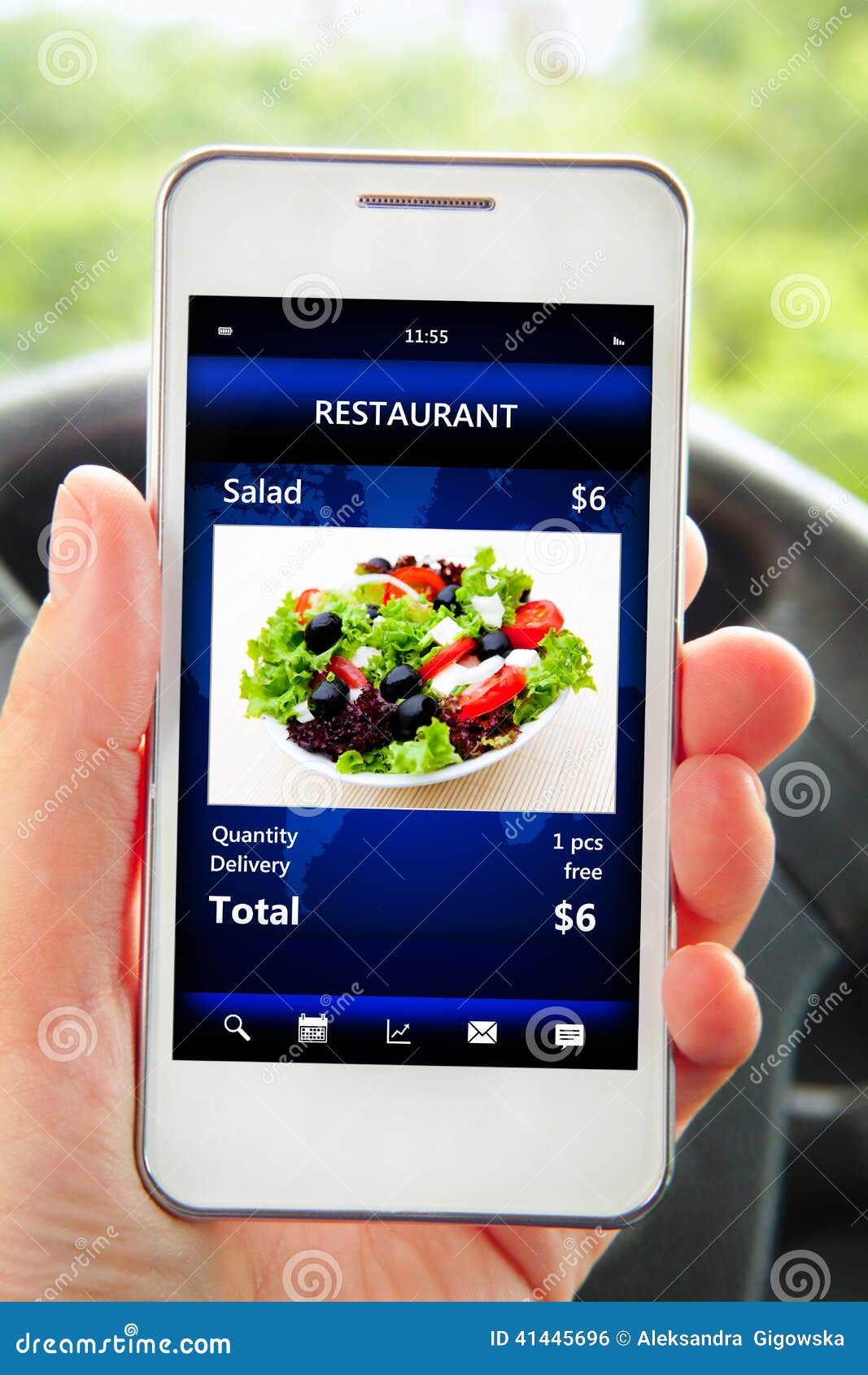Hand Holding Mobile Phone with Restaurant Order Screen Stock Photo ...