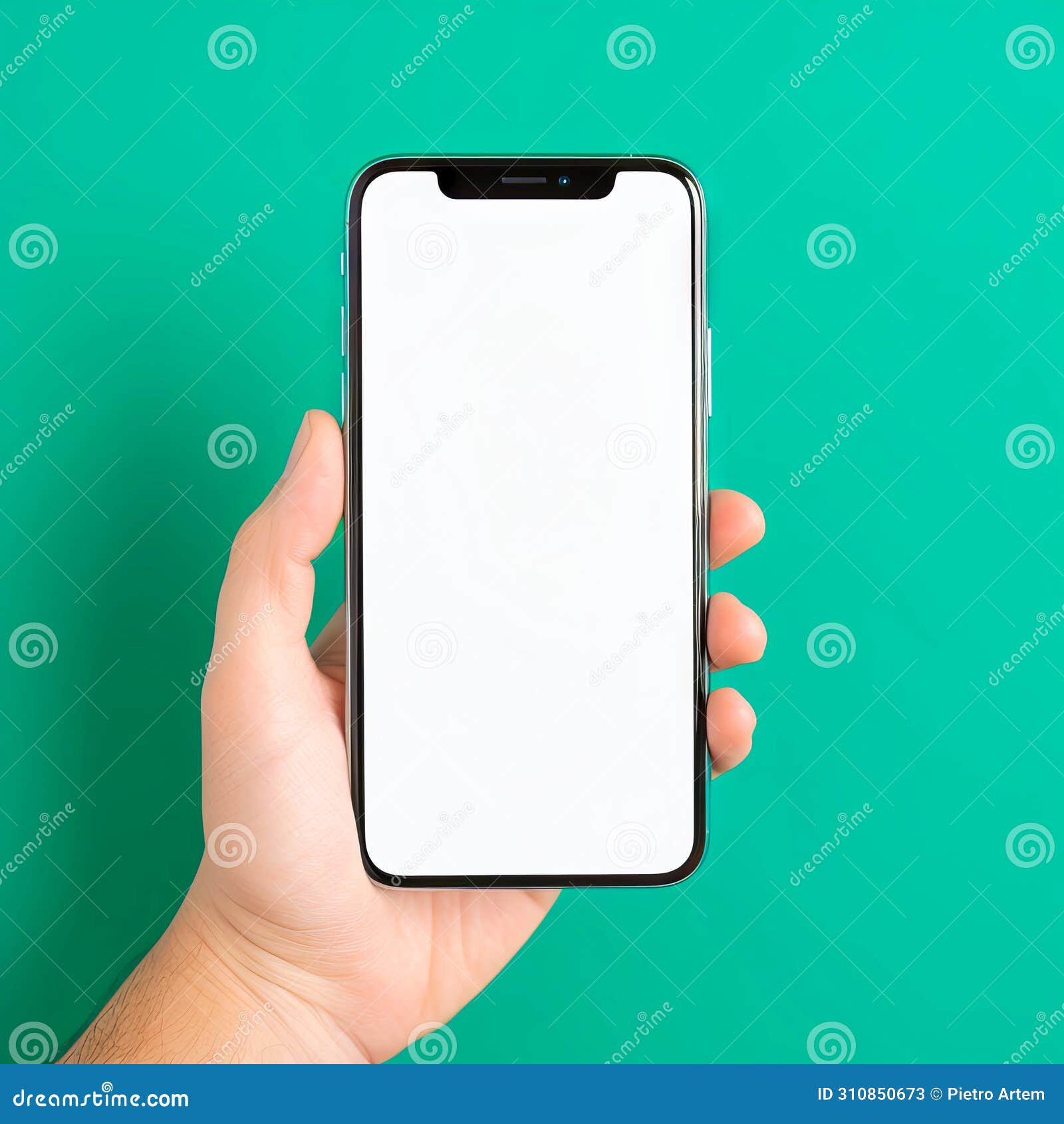 Hand Holding Mobile Phone with White Screen with Stock Image - Image of ...