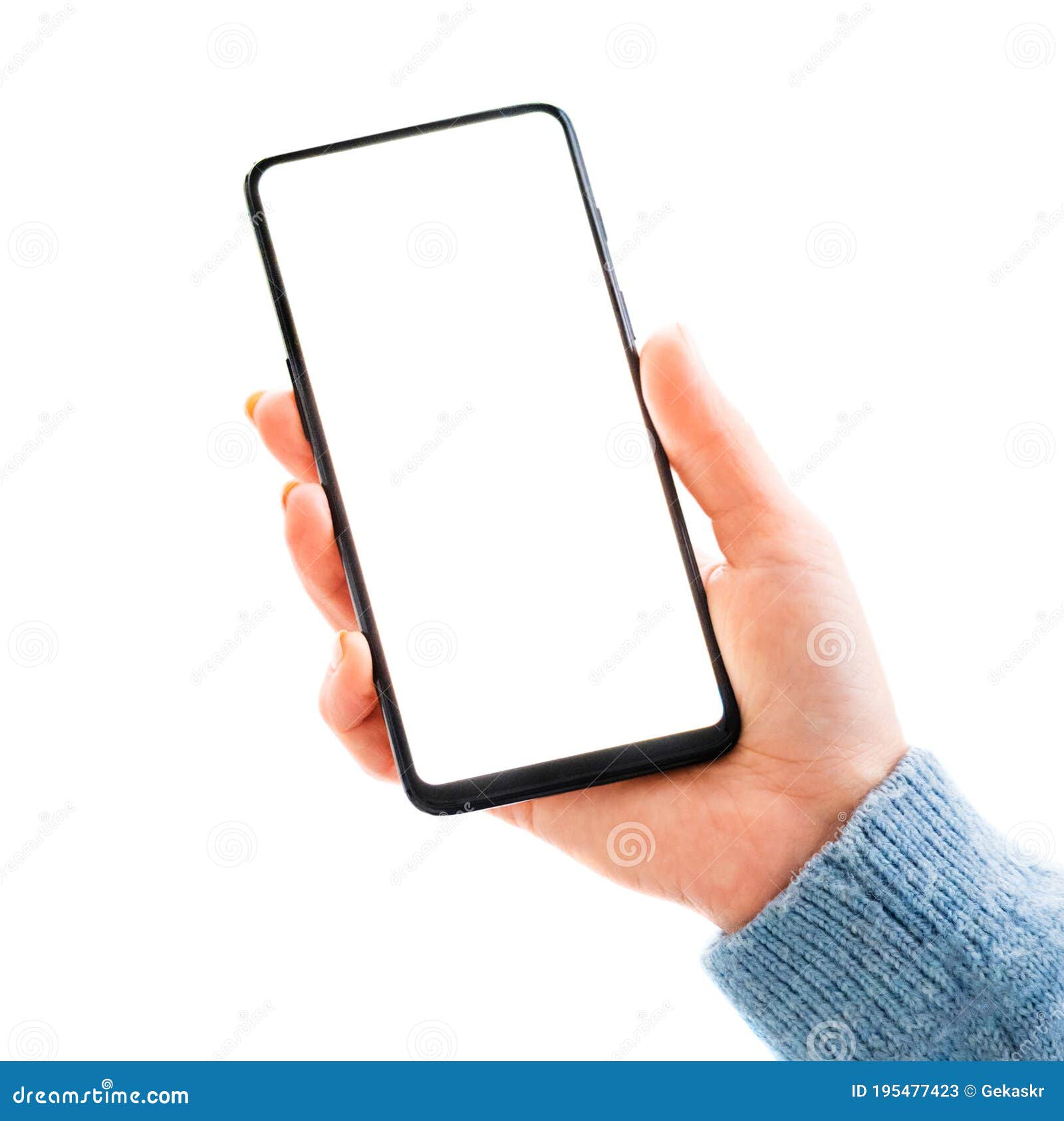 Phone with active screen stock image. Image of leisure - 195477423