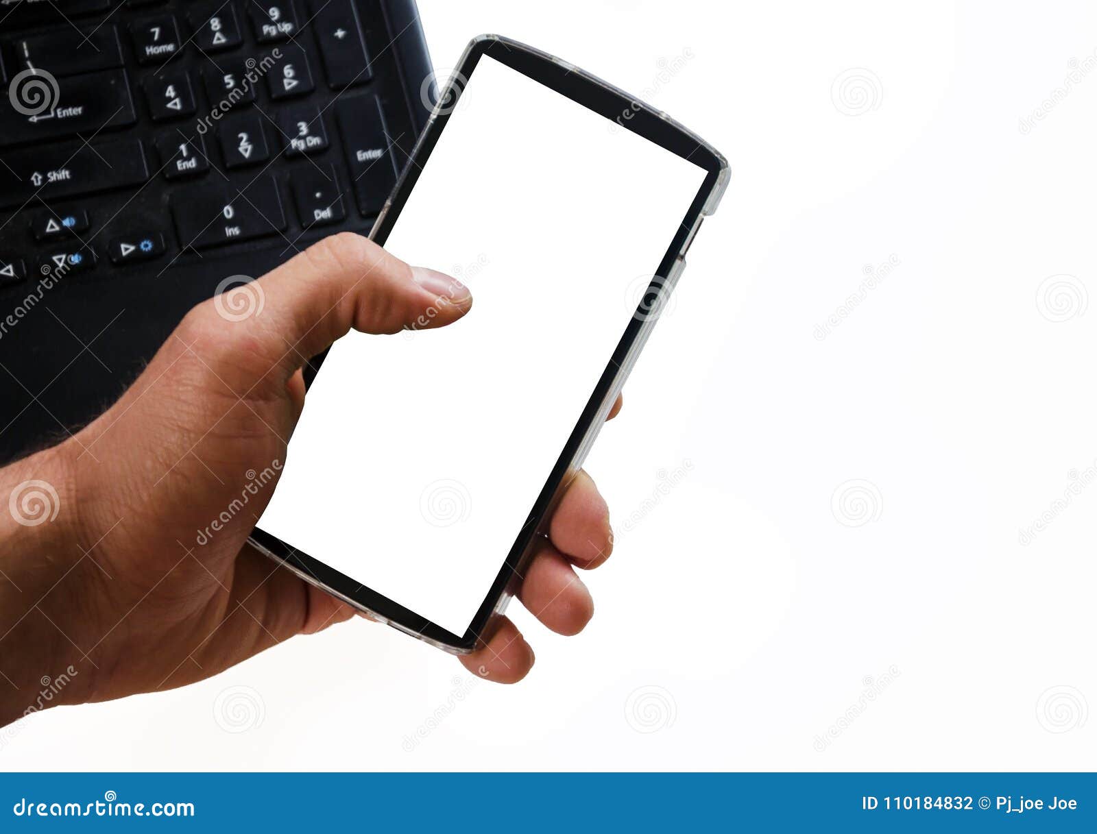 Hand Holding Mobile Smart Phone with Blank Screen Stock Photo - Image ...