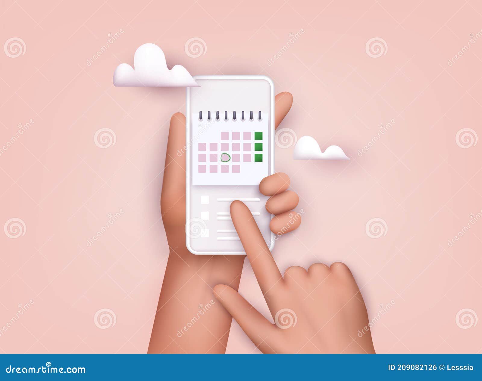 Hand Holding Mobile Smart Phone with Calendar Plan. Vector Modern Flat ...