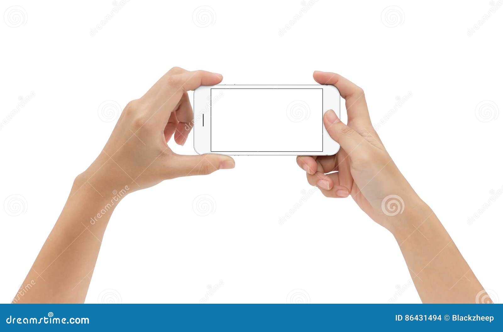 Hand Holding Mock Up Phone Mobile Isolated on White Stock Photo - Image ...