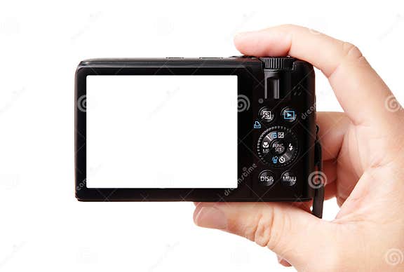 Hand Holding Modern Digital Camera Stock Photo - Image of display ...