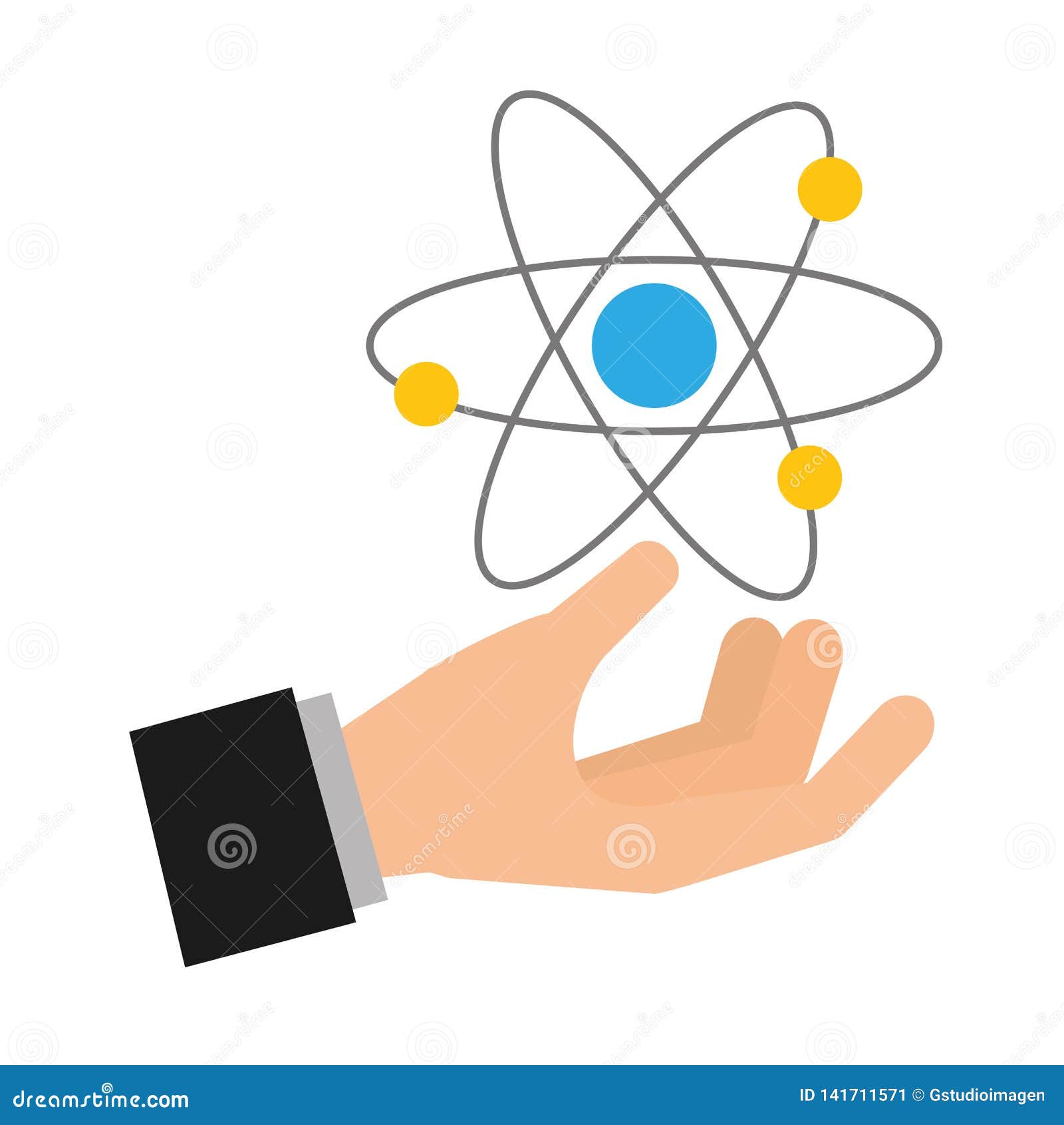 Hand holding molecule atom stock vector. Illustration of human - 141711571